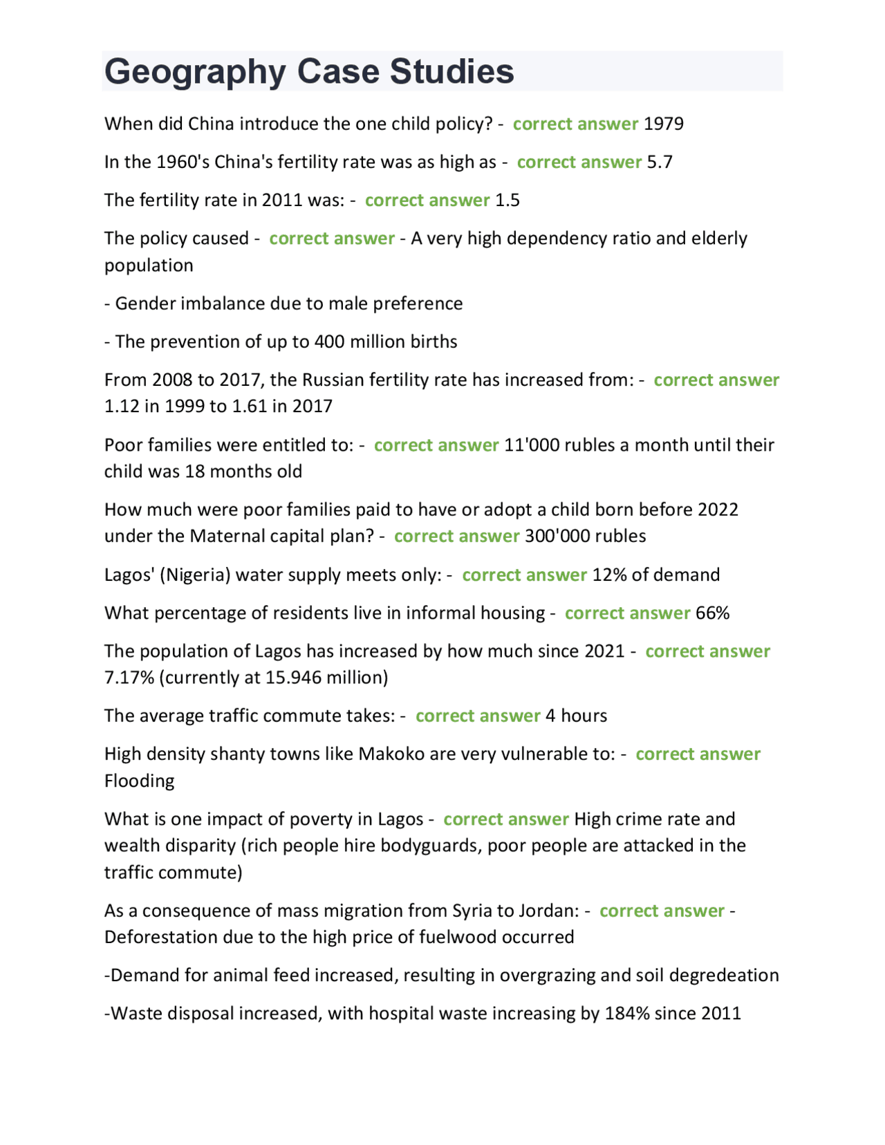 Geography Case Studies-200+ Questions with correct answers | Exams ...