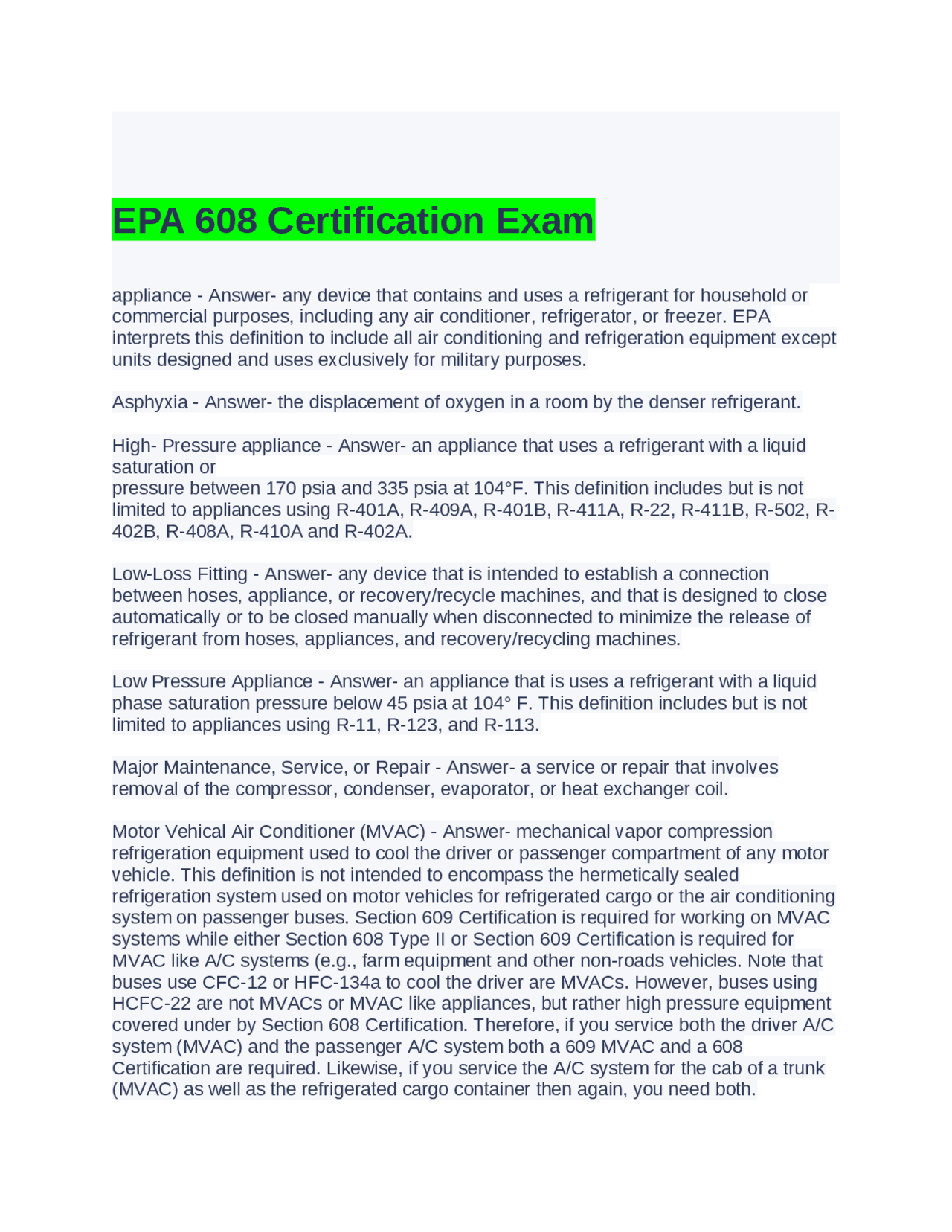 EPA 608 Certification Exam: Understanding Refrigerant Regulations ...