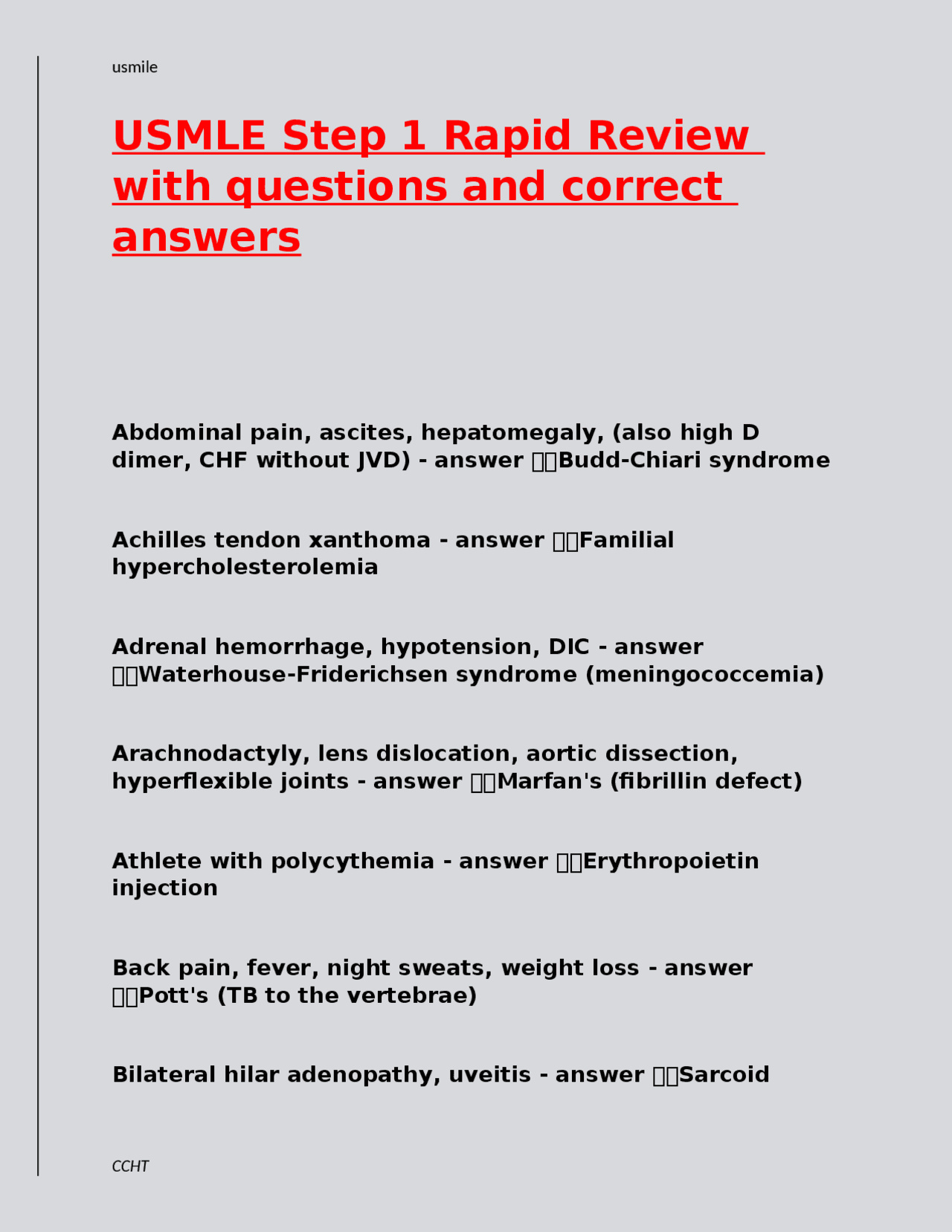 USMLE Step 1 Rapid Review with questions and correct answers | Exams Nursing | Docsity