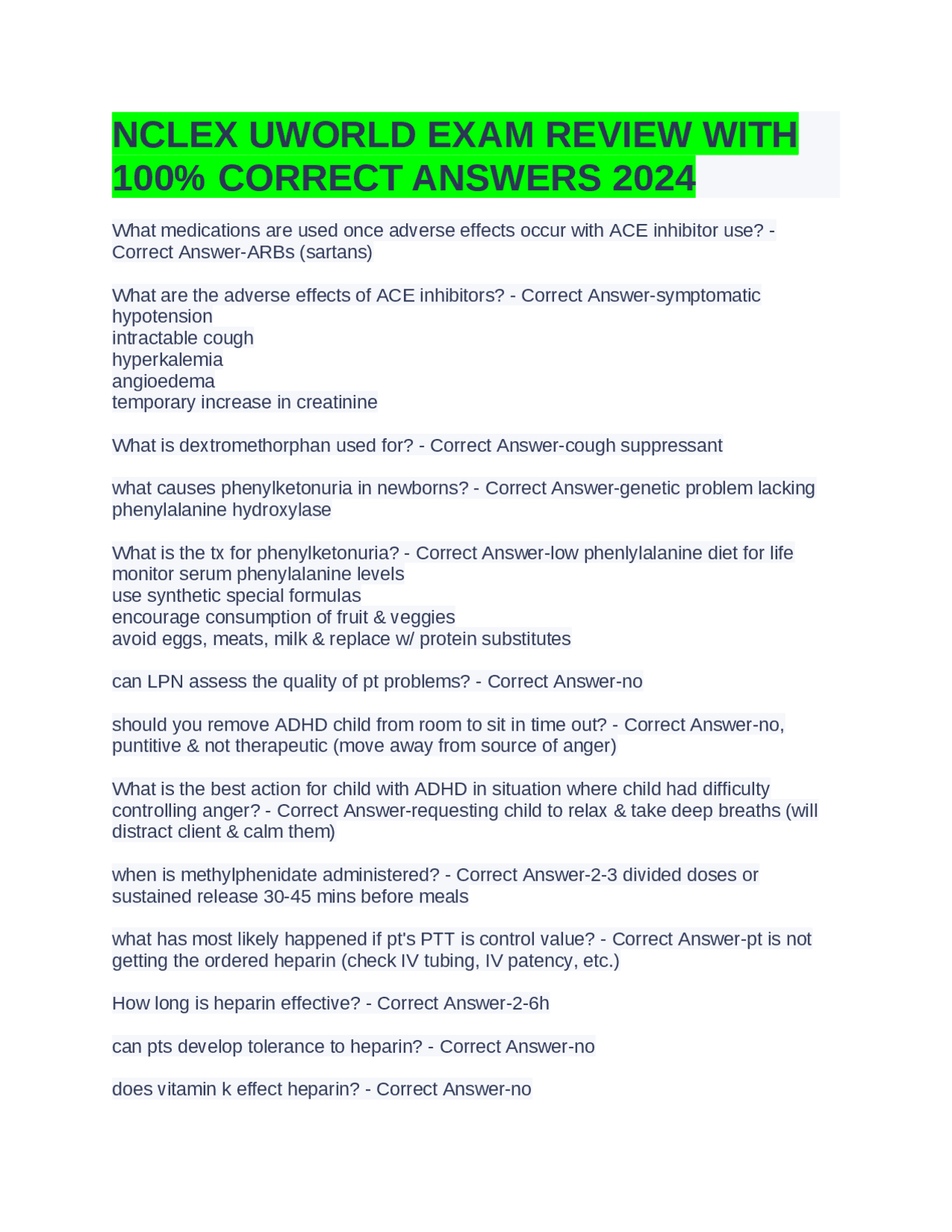 Nursing Knowledge Assessment | Exams Advanced Education | Docsity