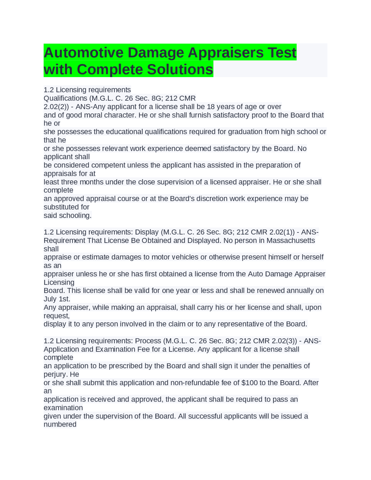 Licensing Requirements and Regulations for Auto Damage Appraisers in ...