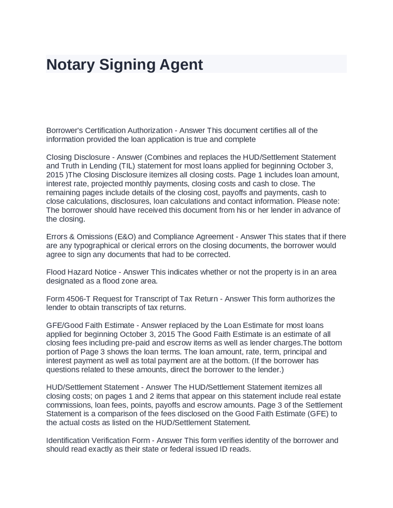 Notary Signing Agent: Understanding Closing Documents | Exams Nursing ...