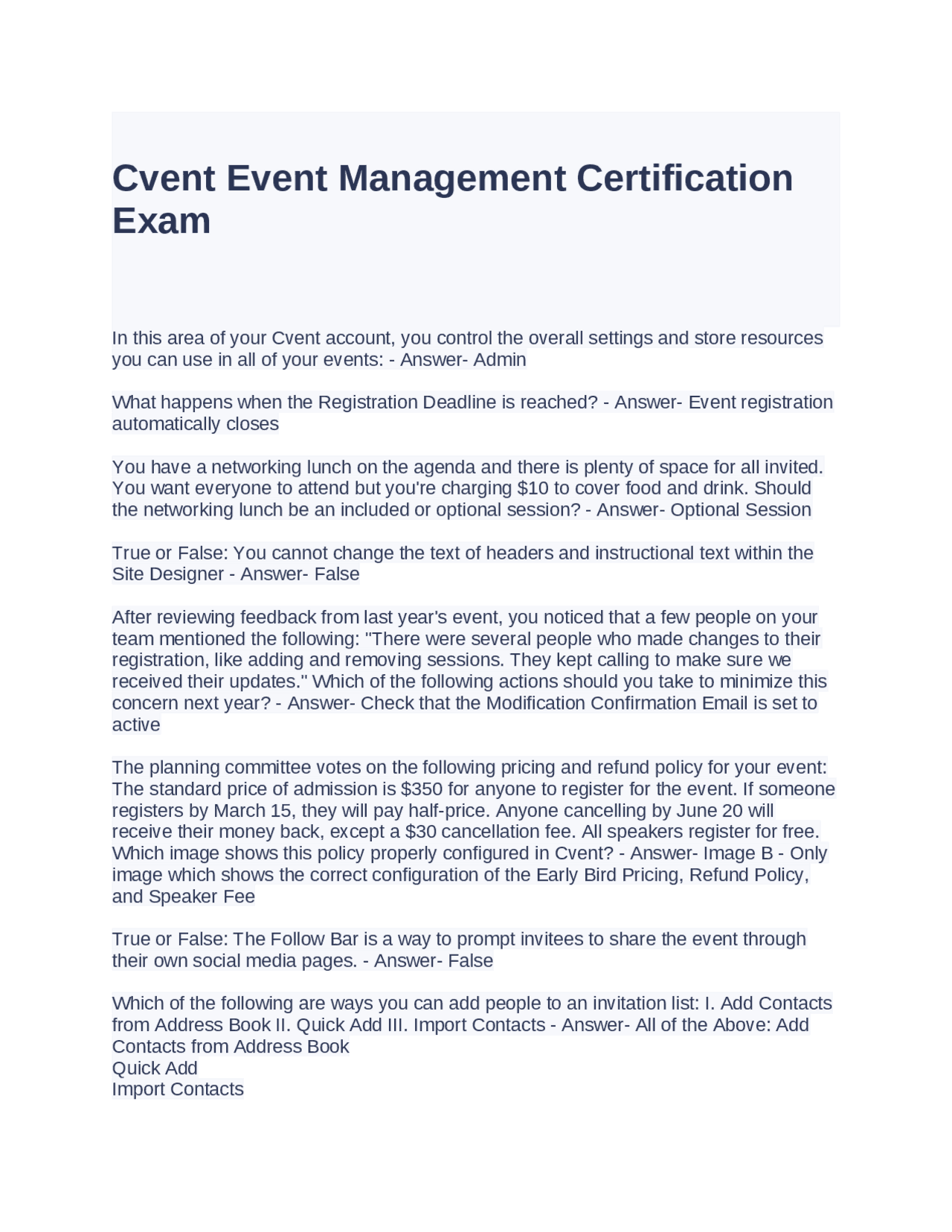 Cvent Event Management Certification Exam 2024 | Exams Advanced ...