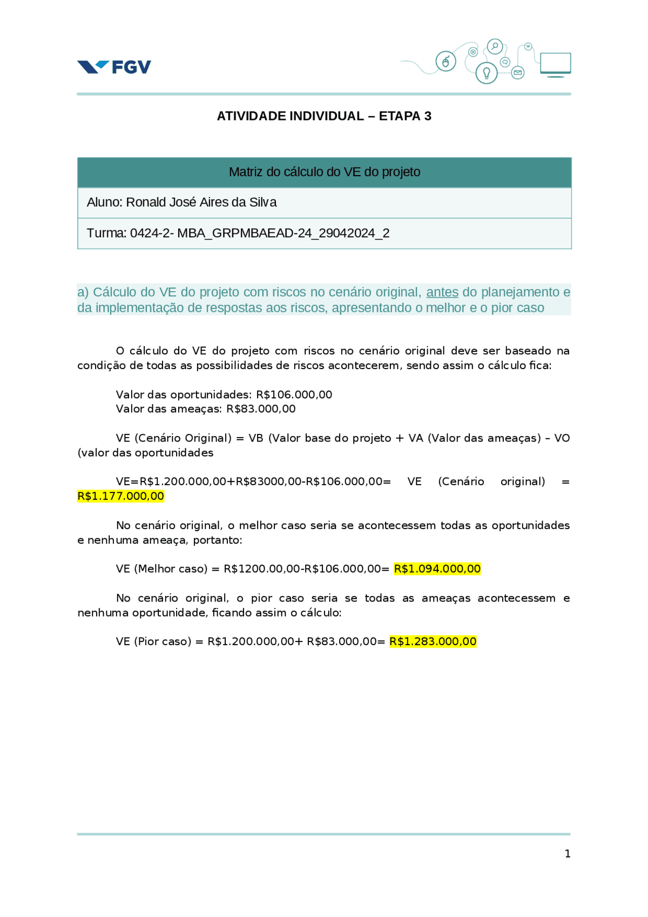 AI Gerenciamento de riscos | Exercícios Análise de Riscos | Docsity