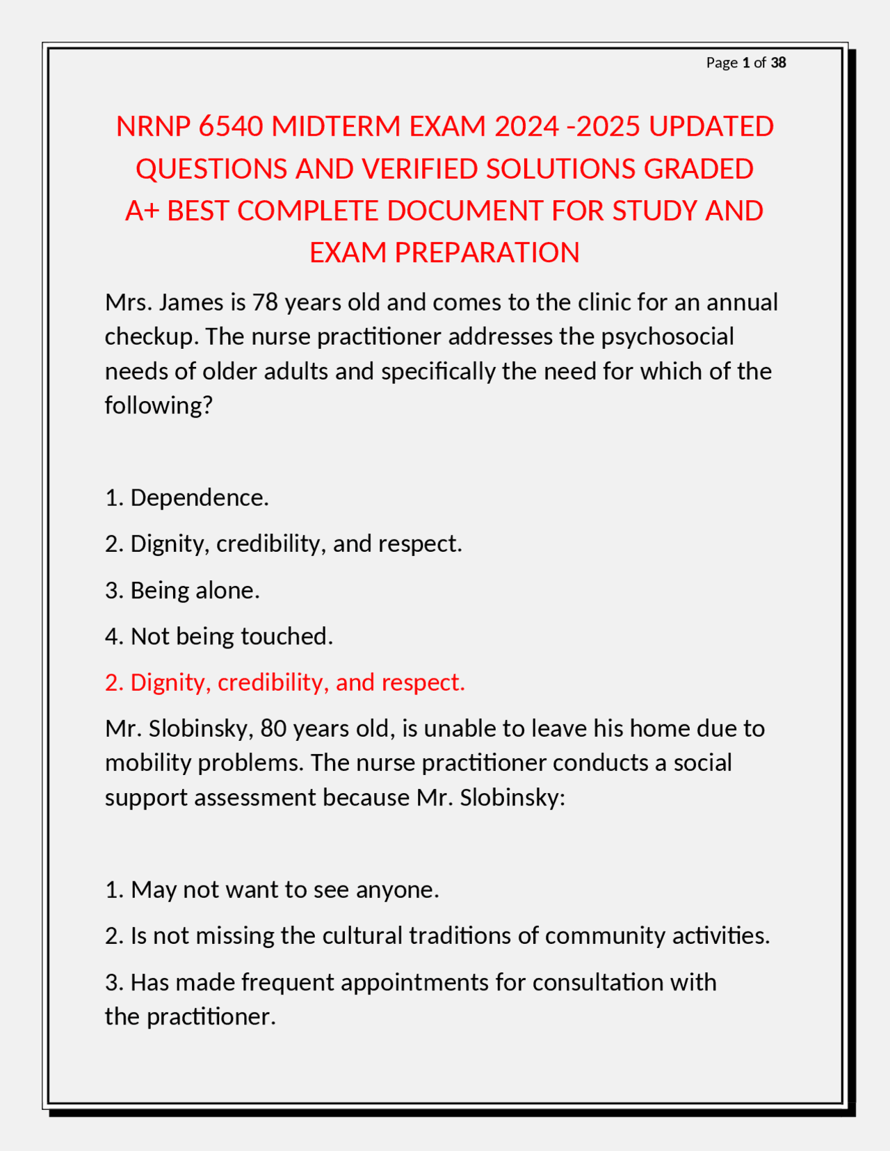 NRNP 6540 MIDTERM EXAM 2024 -2025 UPDATED QUESTIONS AND VERIFIED SOLUTIONS GRADED A+ BEST ...