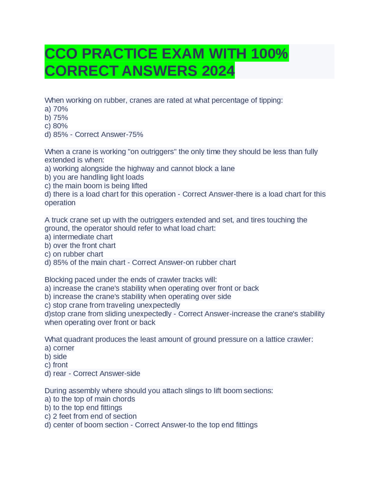 CCO Practice Exam with 100% Correct Answers 2024 | Exams Advanced ...