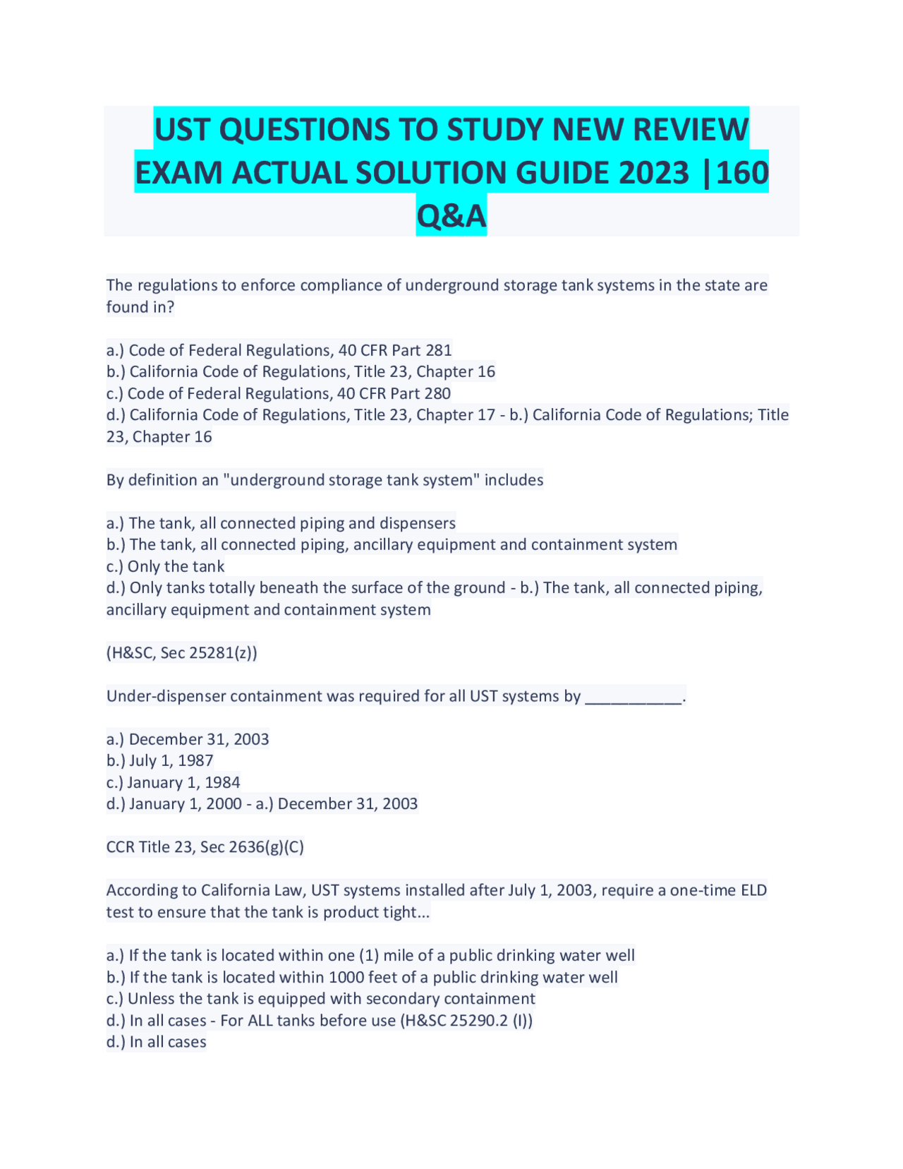 Underground Storage Tank (UST) Regulations in California | Exams ...