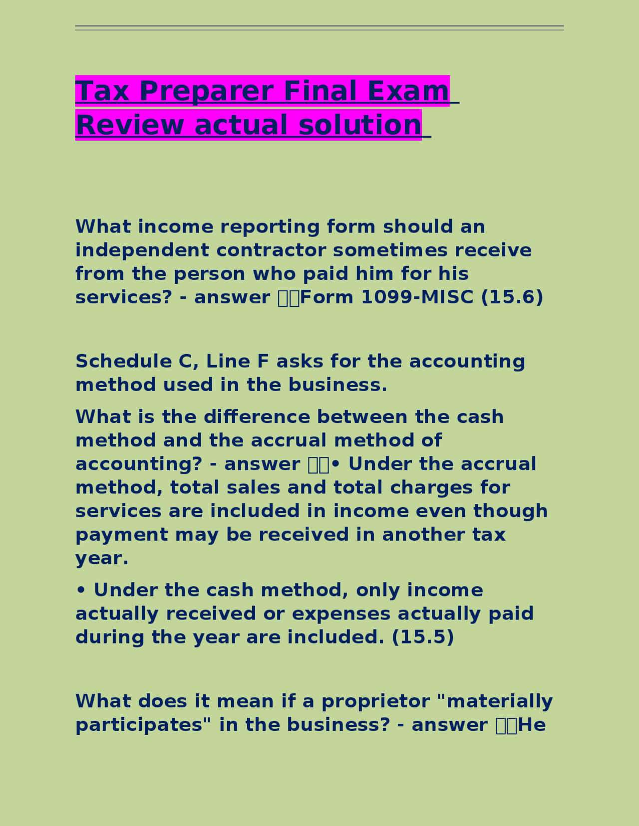 Tax Preparation Fundamentals | Exams Nursing | Docsity