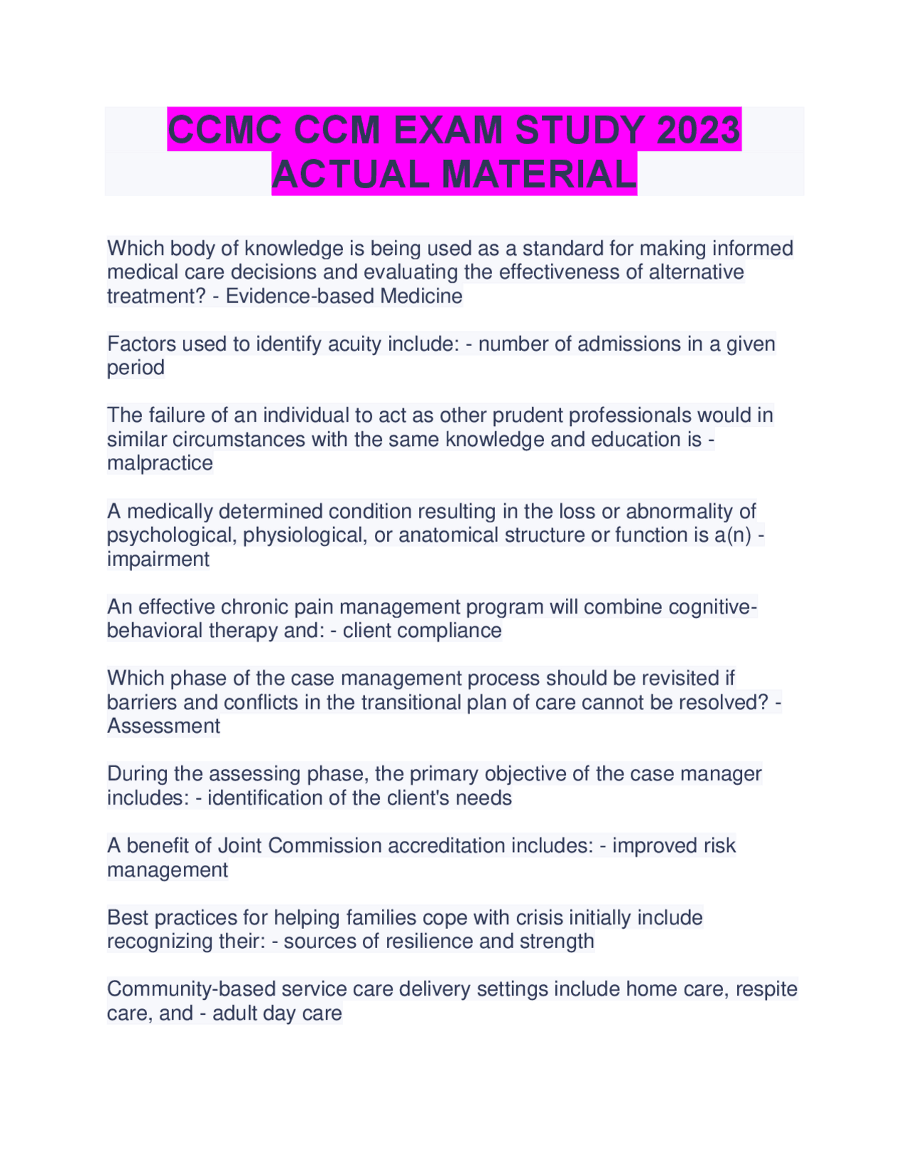 CCMC CCM Exam Study 2023: Comprehensive Guide to Evidence-Based Medical ...