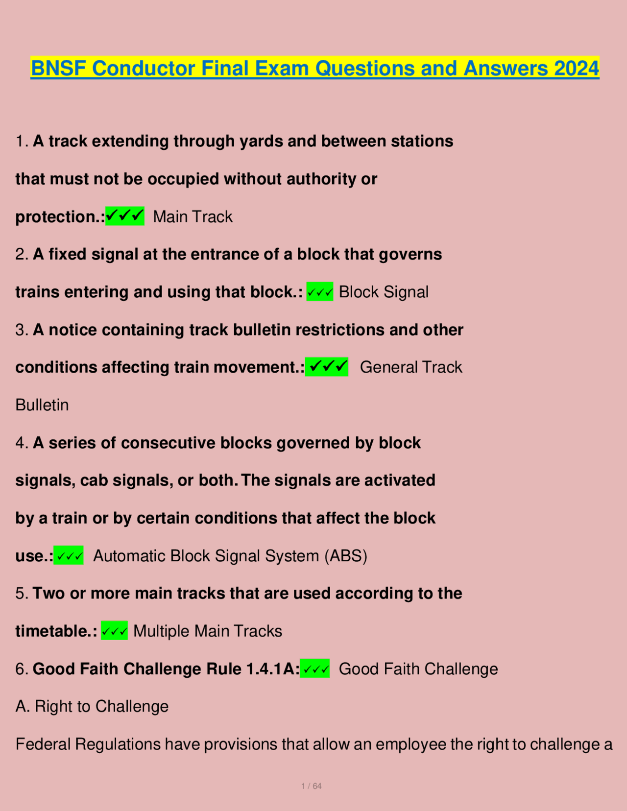 Track Bulletin Restrictions and Train Movement Conditions | Exams ...