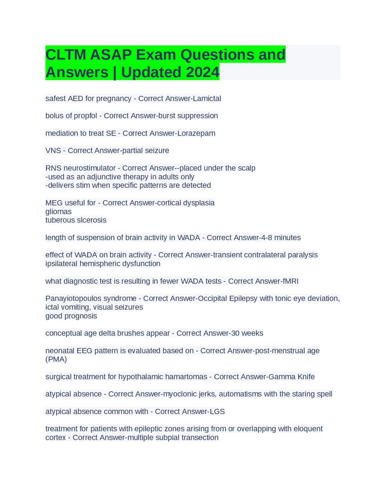 CLTM ASAP Exam Questions and Answers | Updated 2024 | Exams Advanced Education | Docsity