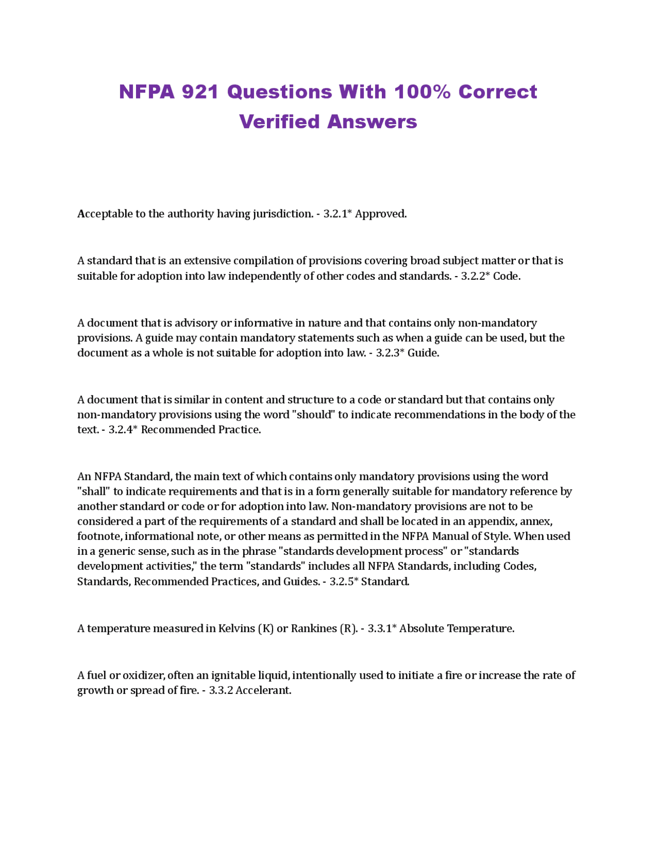 NFPA 921 Questions With 100% Correct Verified Answers | Exams Advanced ...