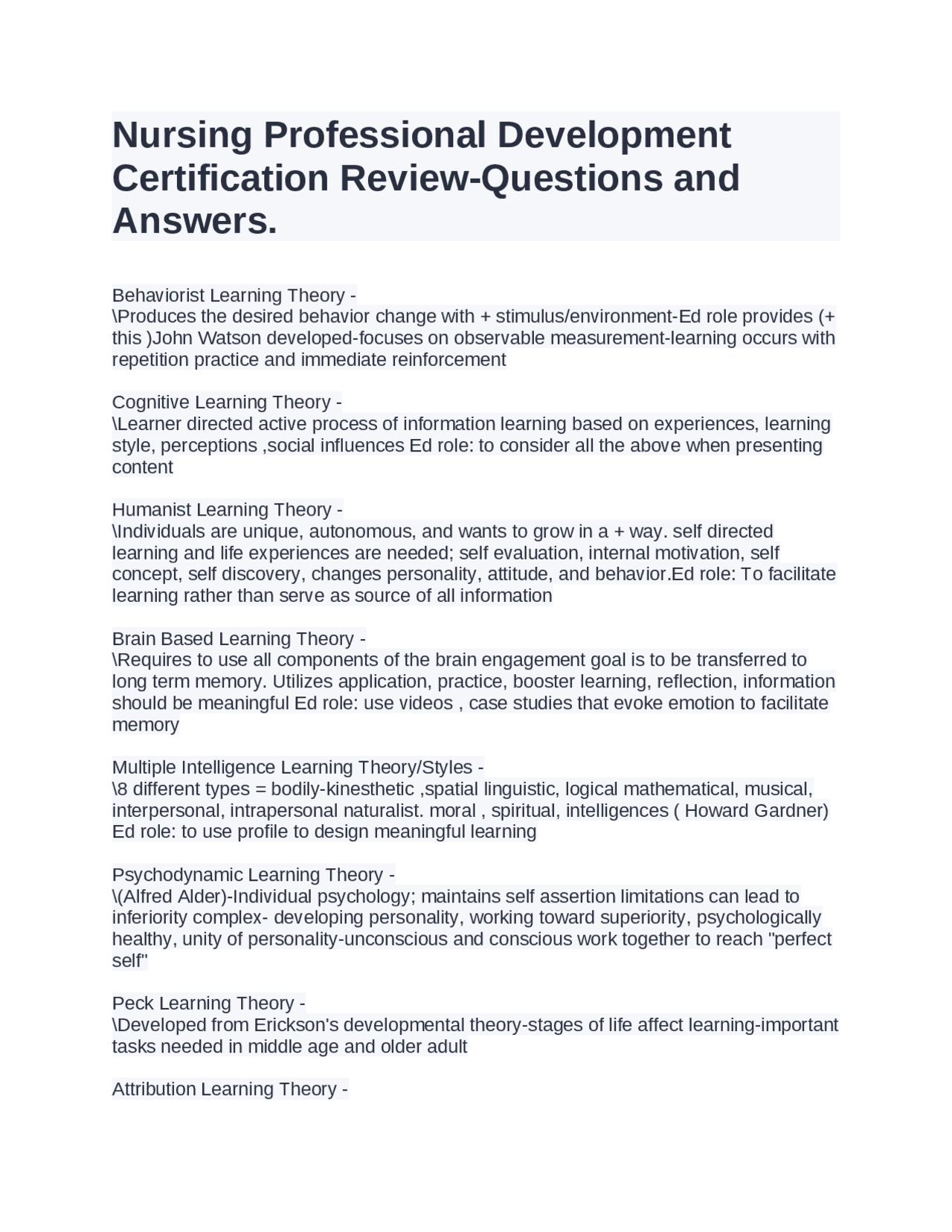 Nursing Professional Development Certification Review | Exams Nursing ...