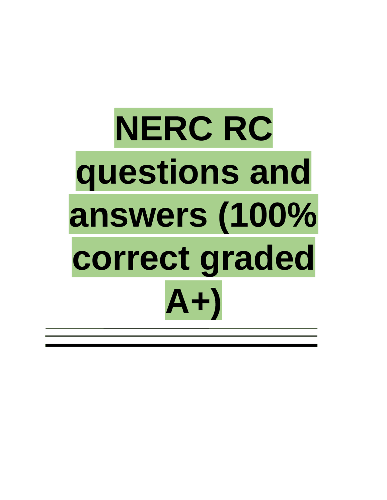 NERC RC questions and correct answers (100% correct graded A+) | Exams ...