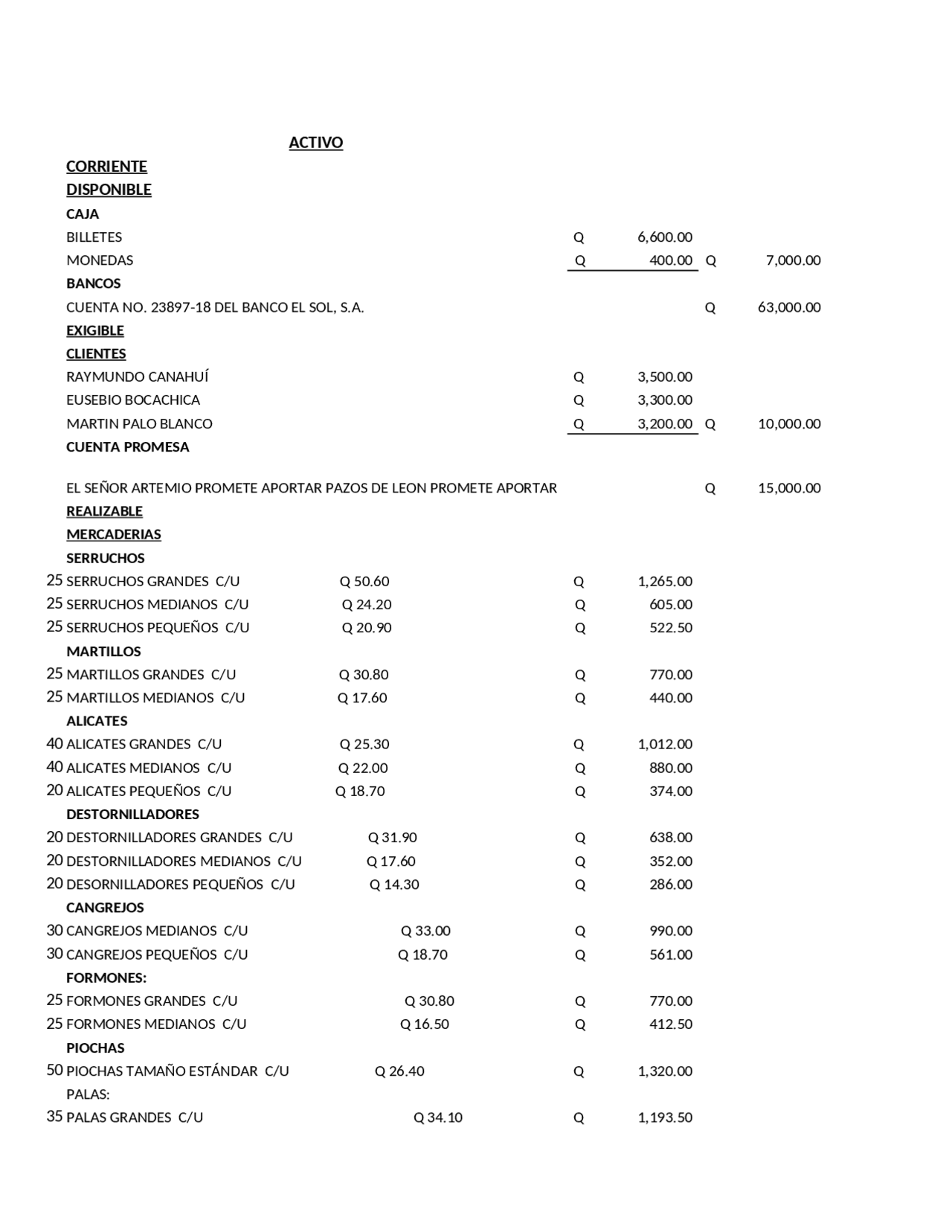 Libro Inventario Ejercicio No. 9 Practiquemos Contabilidad del libro ALENRO | Ejercicios de ...
