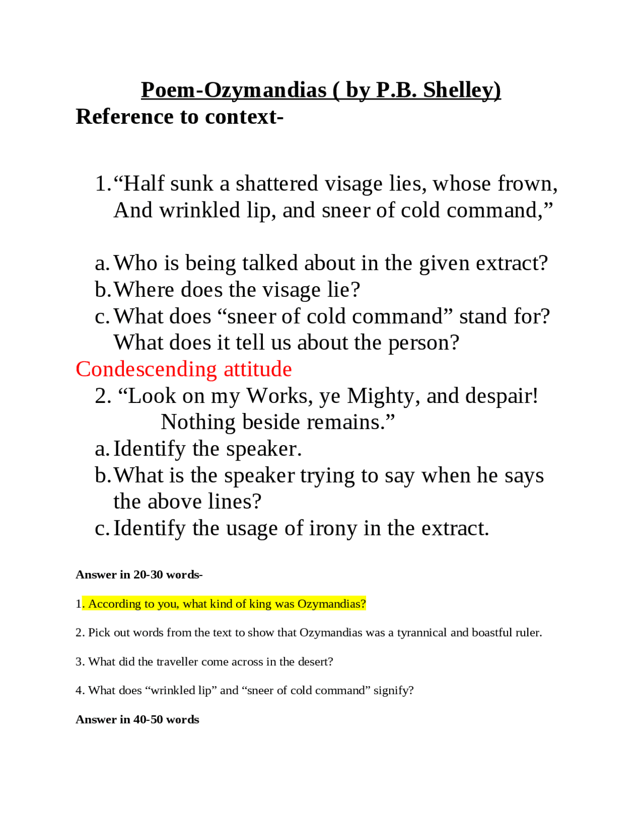 Historical Context Of Ozymandias Poem - Infoupdate.org