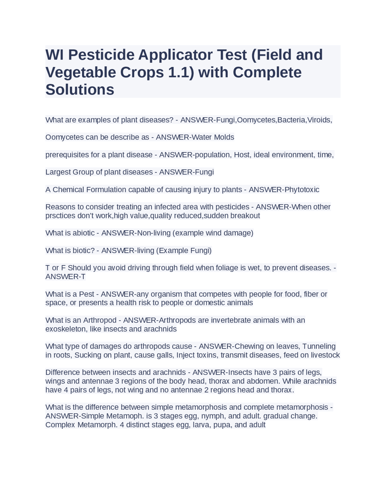 WI Pesticide Applicator Test (Field and Vegetable Crops 1.1) with ...