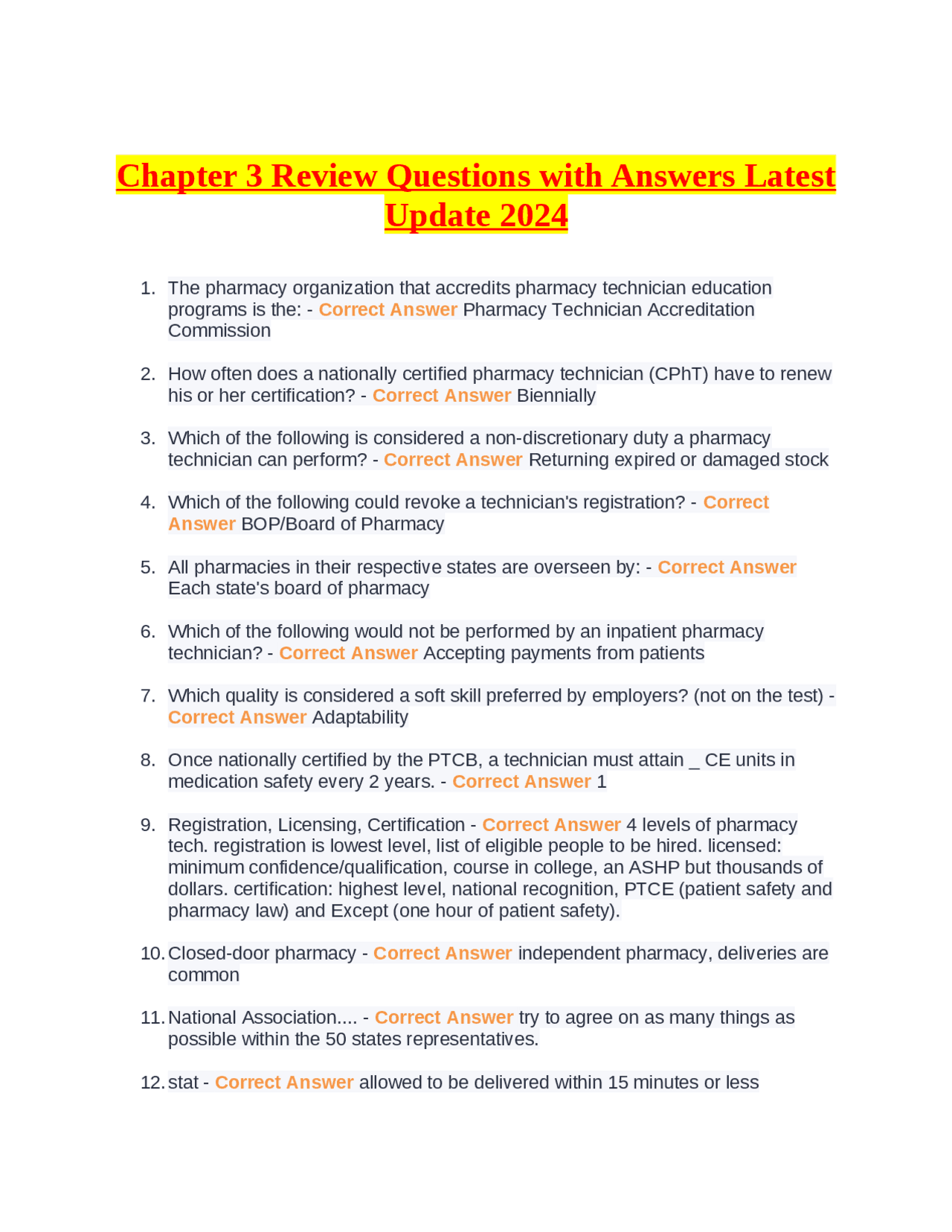 Chapter 3 Review Questions with Answers Latest Update 2024 | Exams ...