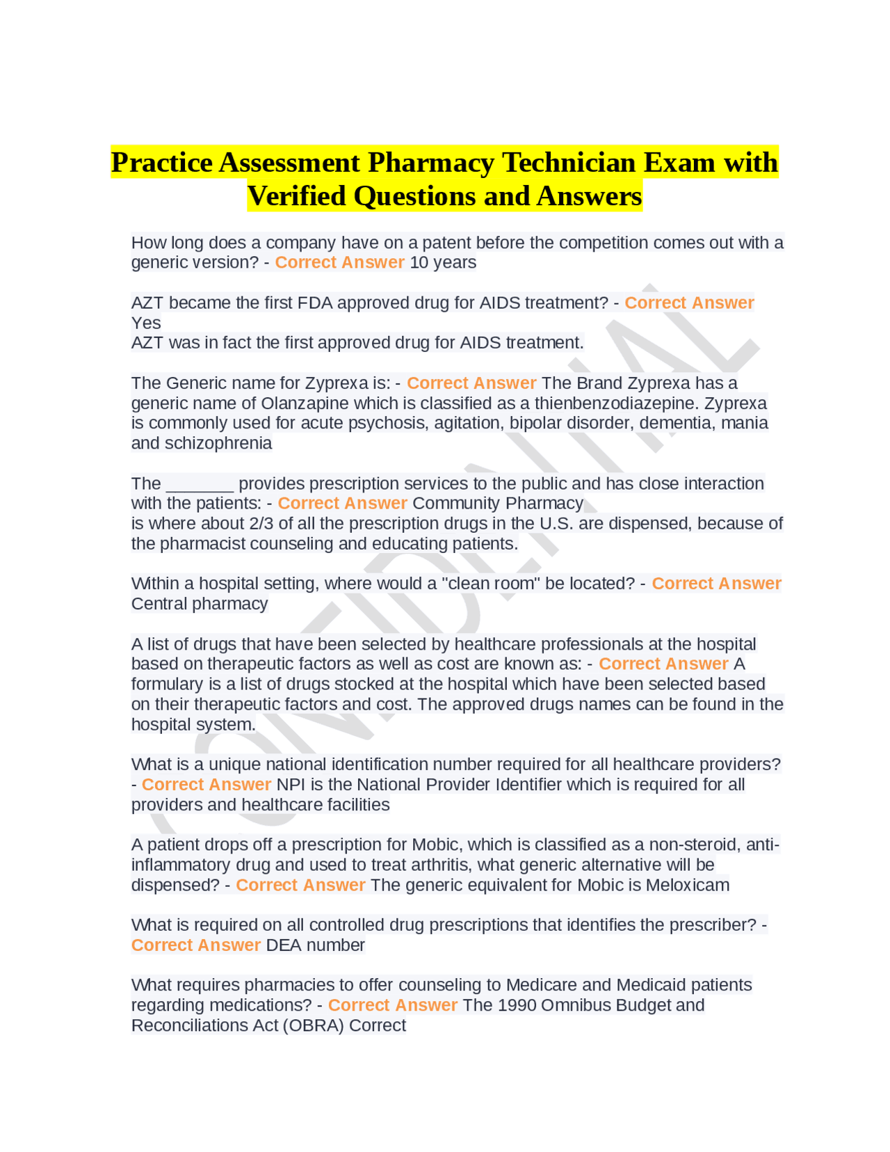 Pharmacy Terminology and Concepts | Exams Pharmacy | Docsity