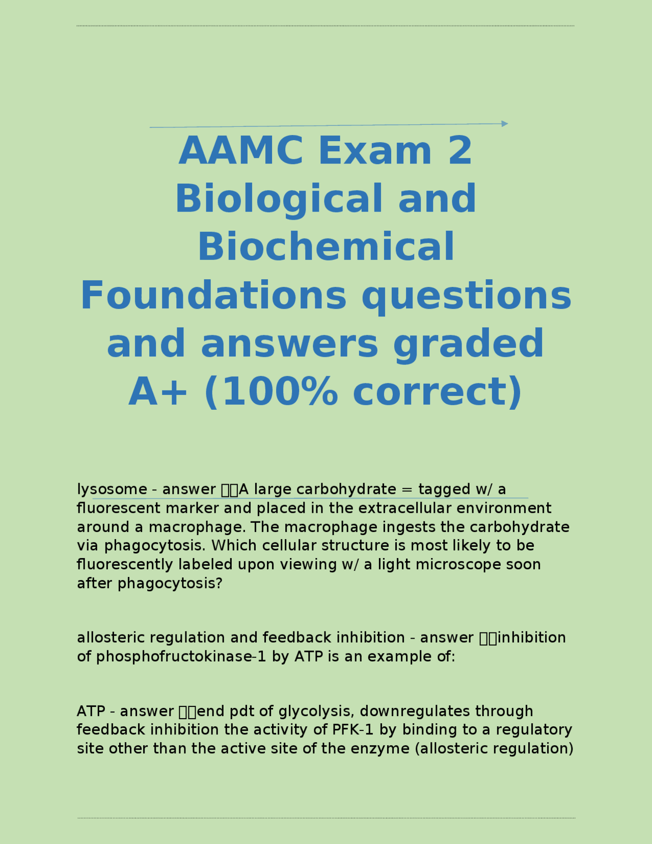 AAMC Exam 2: Biological and Biochemical Foundations | Exams Nursing ...