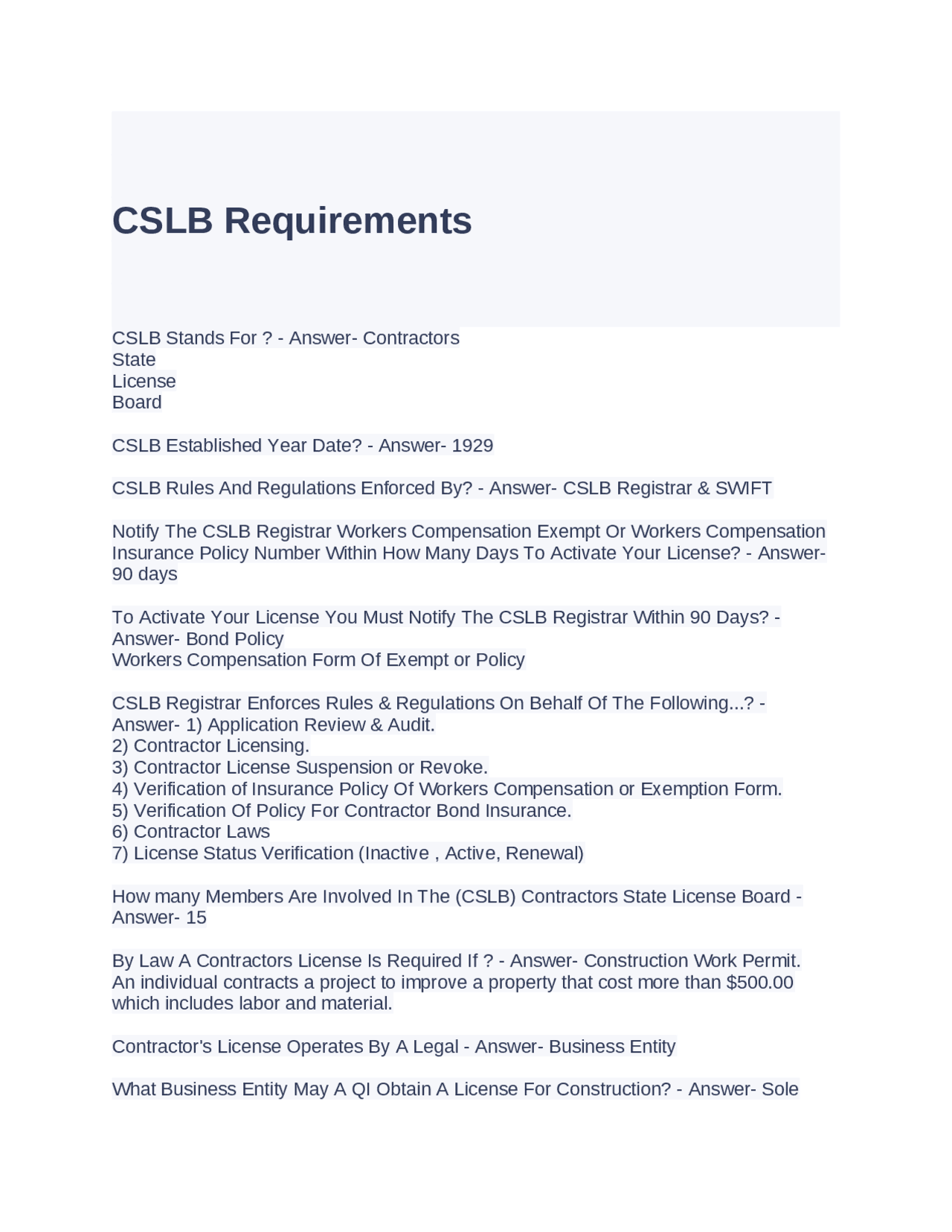 CSLB Requirements: Navigating Contractor Licensing and Public Works Contracts | Exams Advanced ...