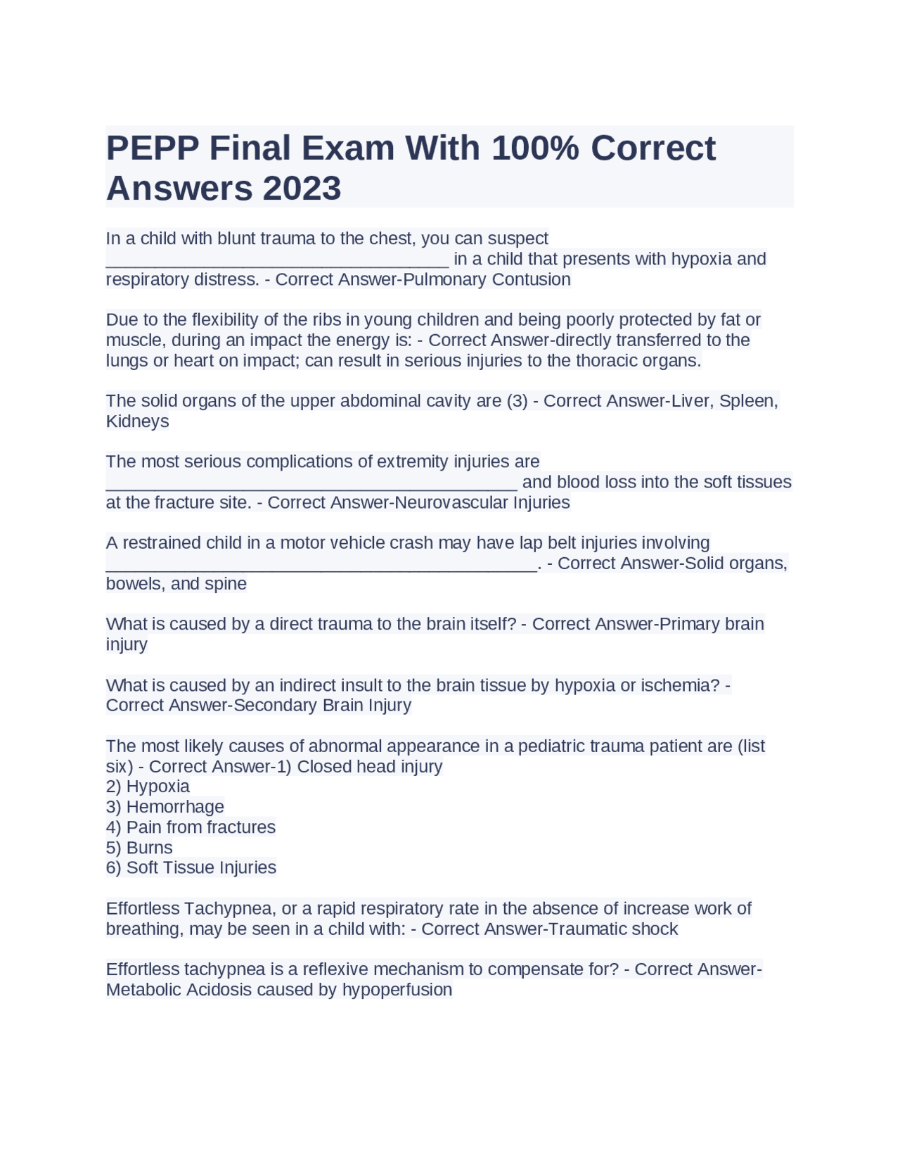 PEPP Final Exam With 100% Correct Answers 2023 | Exams Advanced ...