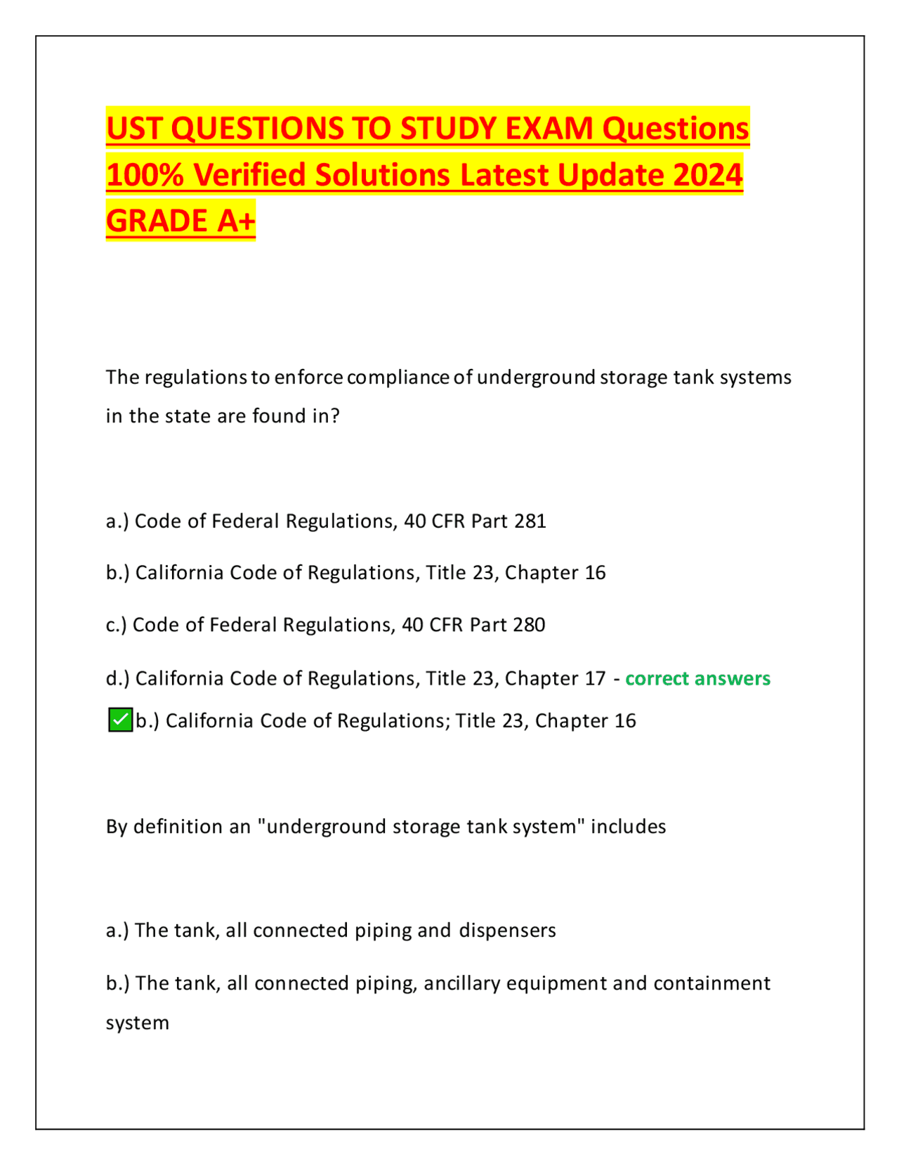 Underground Storage Tank (UST) Regulations in California | Exams ...