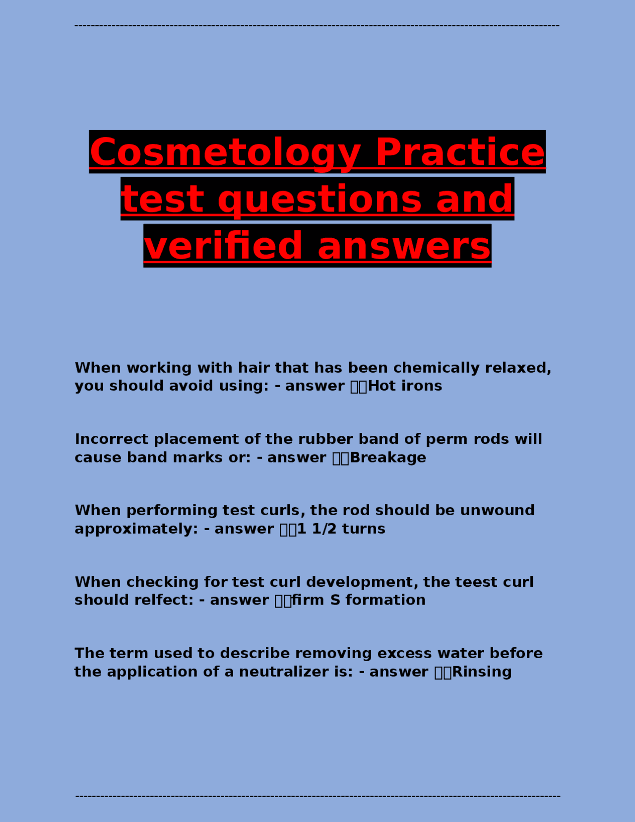Cosmetology Practice Test: Relaxers, Perms, and Hair Care | Exams ...