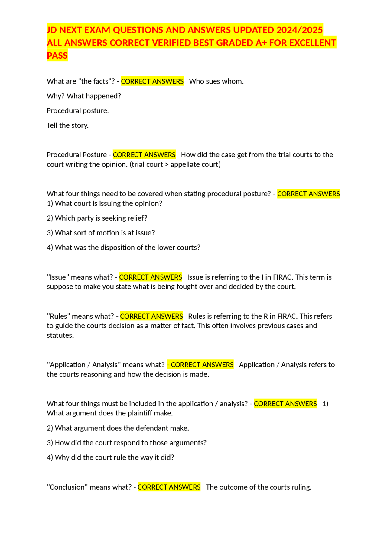 JD NEXT EXAM QUESTIONS AND ANSWERS UPDATED 2024/2025 ALL ANSWERS ...