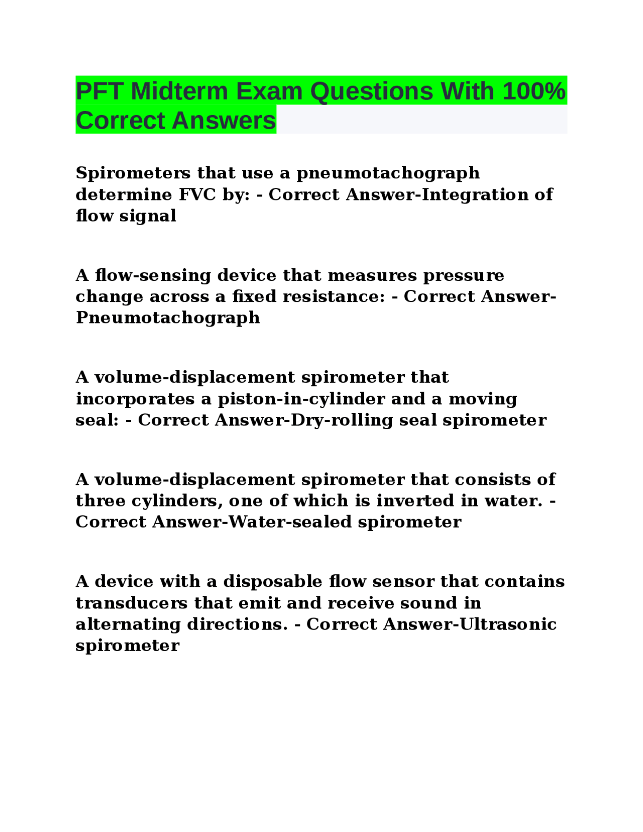 PFT Midterm Exam Questions With 100% Correct Answers | Exams Advanced ...