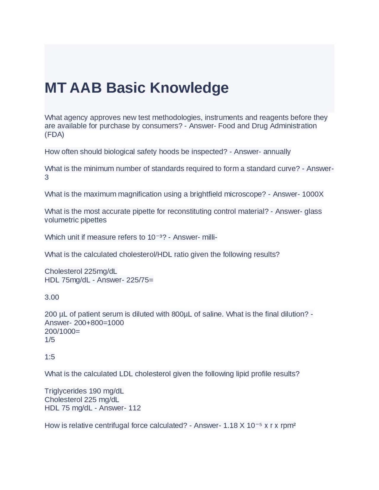 MT AAB Basic Knowledge Exam with correct Answers | Exams Advanced ...