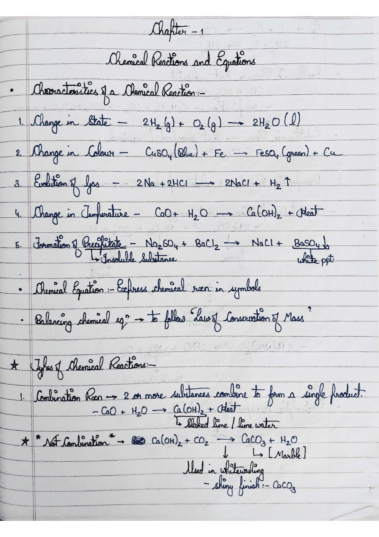 Very Short and Effective Hand Written Notes for Class 10 Chemistry ...