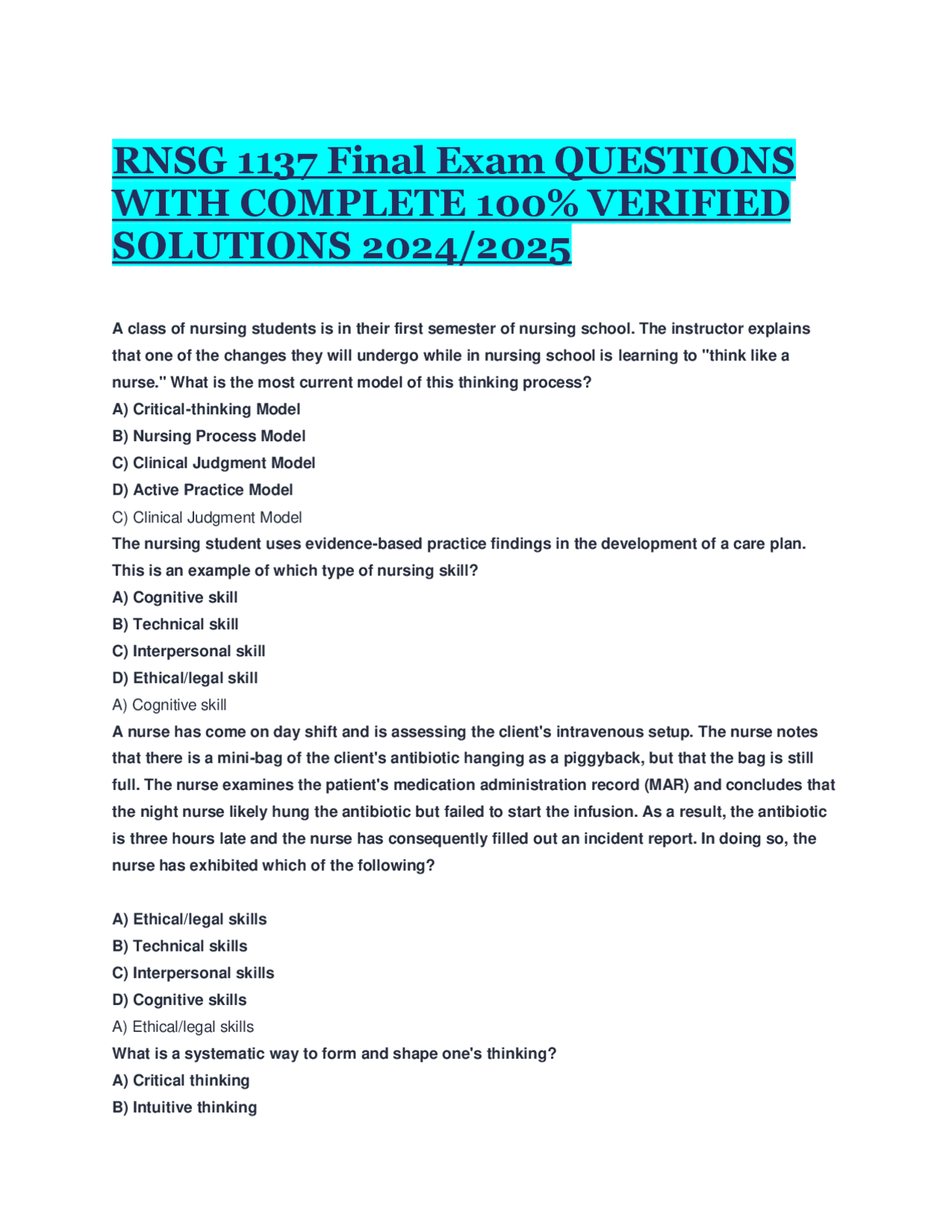 Tanner's Clinical Judgment Model and Nursing Practice | Exams Nursing ...