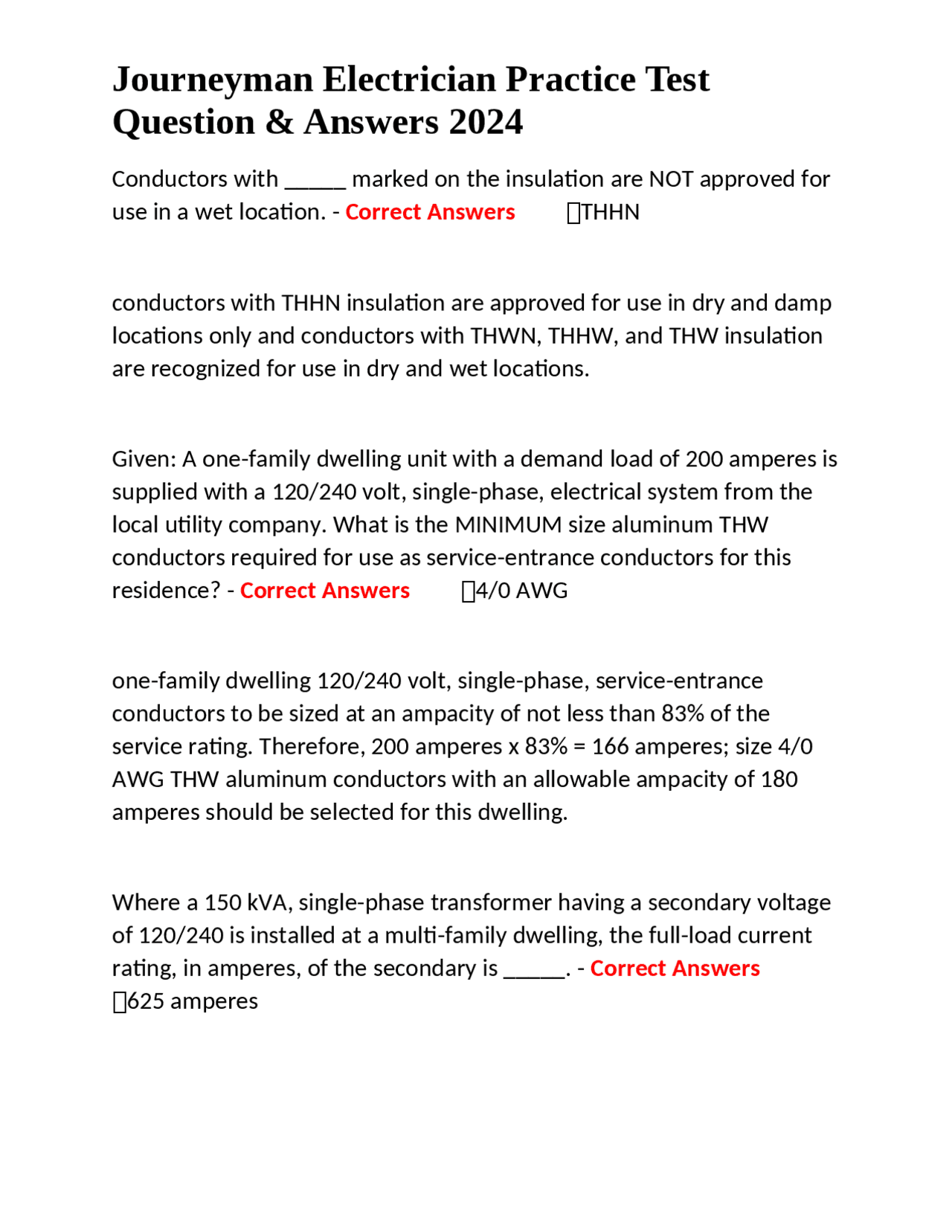 Journeyman Electrician Practice Test Questions & Answers 2024 | Exams ...