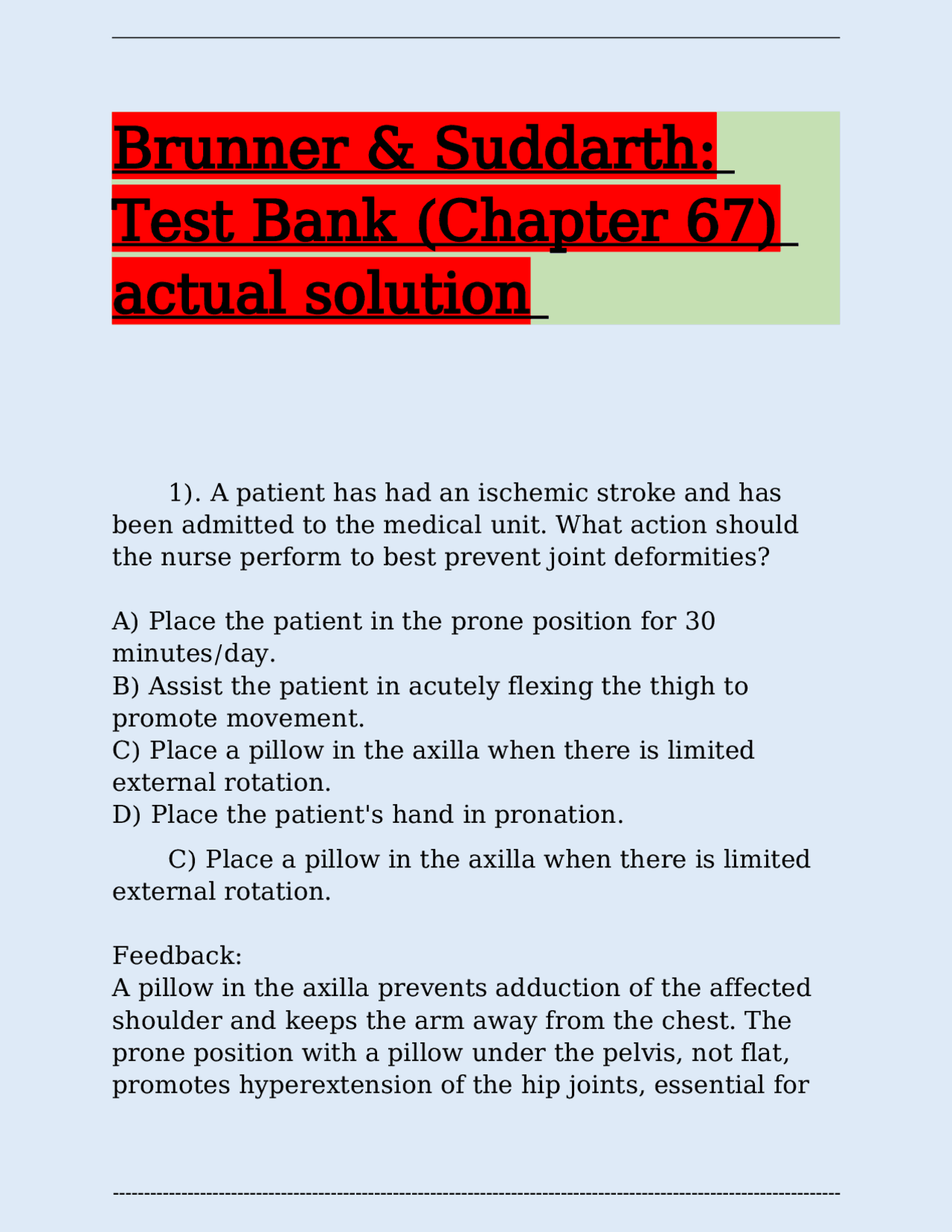 Nursing Care for Patients with Hemorrhagic Stroke | Exams Nursing | Docsity