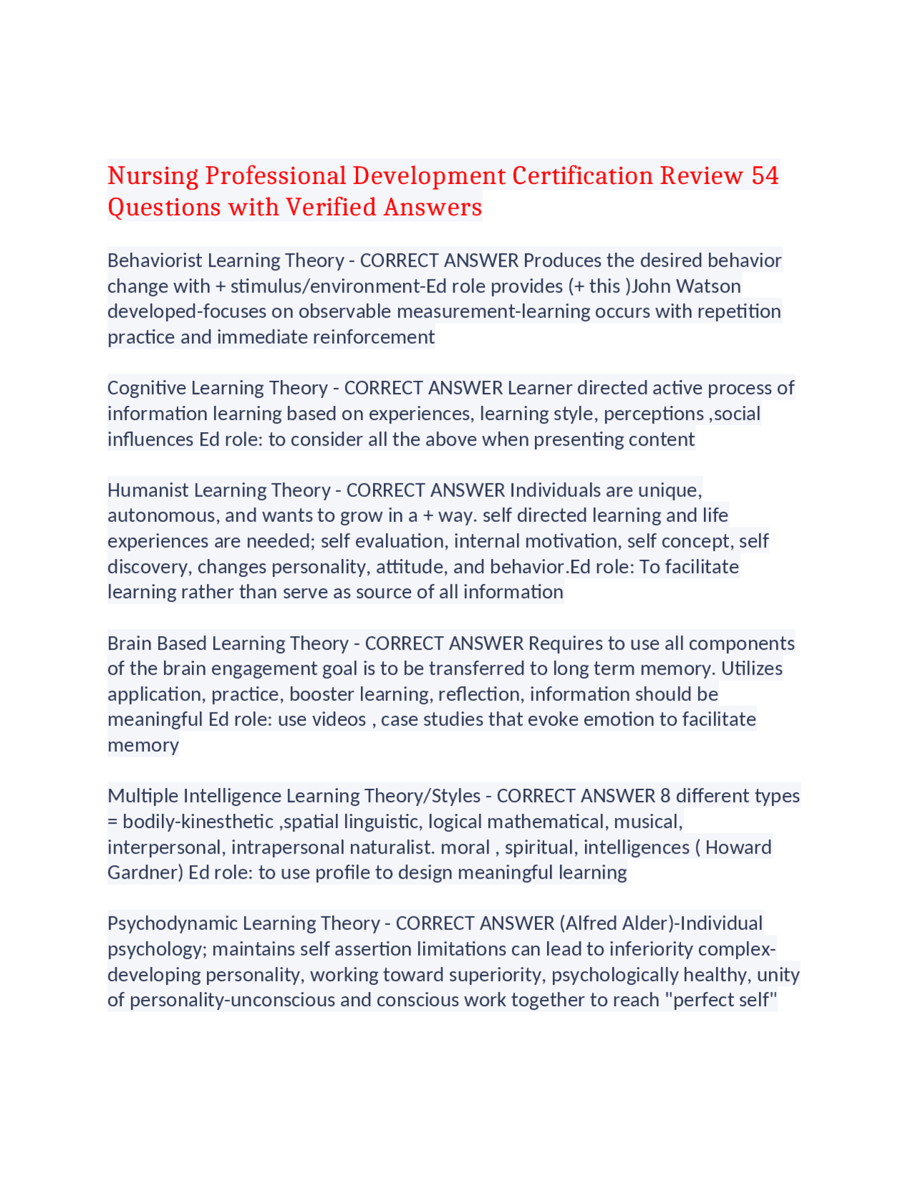 Nursing Professional Development Certification Review | Exams Nursing ...