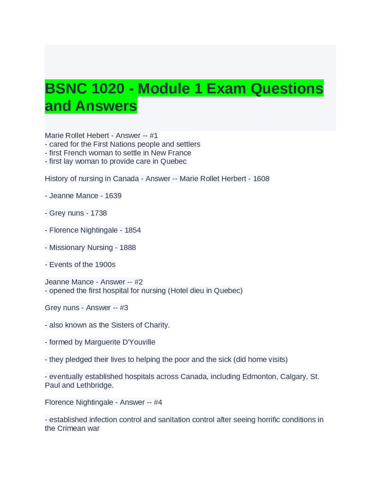 History of Nursing Education in Canada | Exams Advanced Education | Docsity