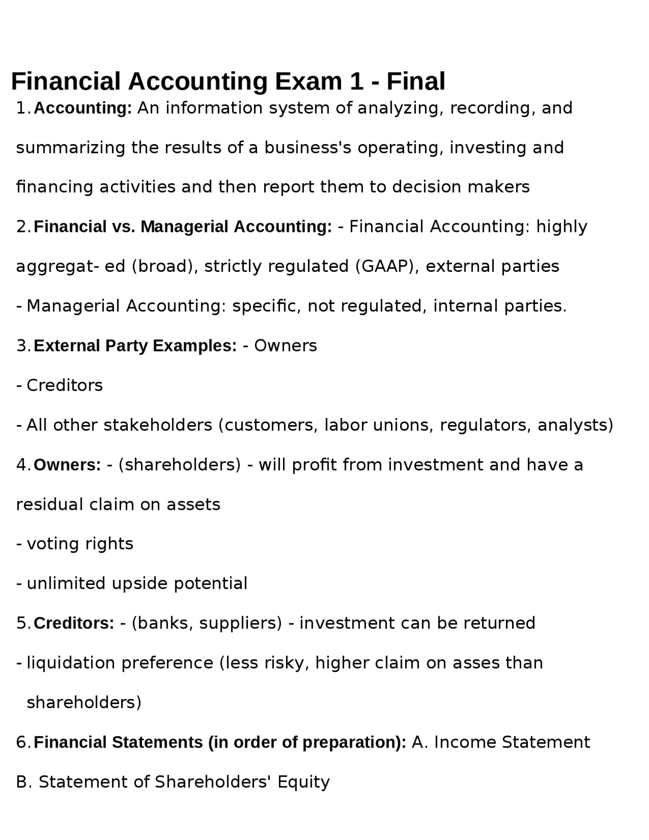 Financial Accounting Exam 1 - Final | Exams Financial Management | Docsity