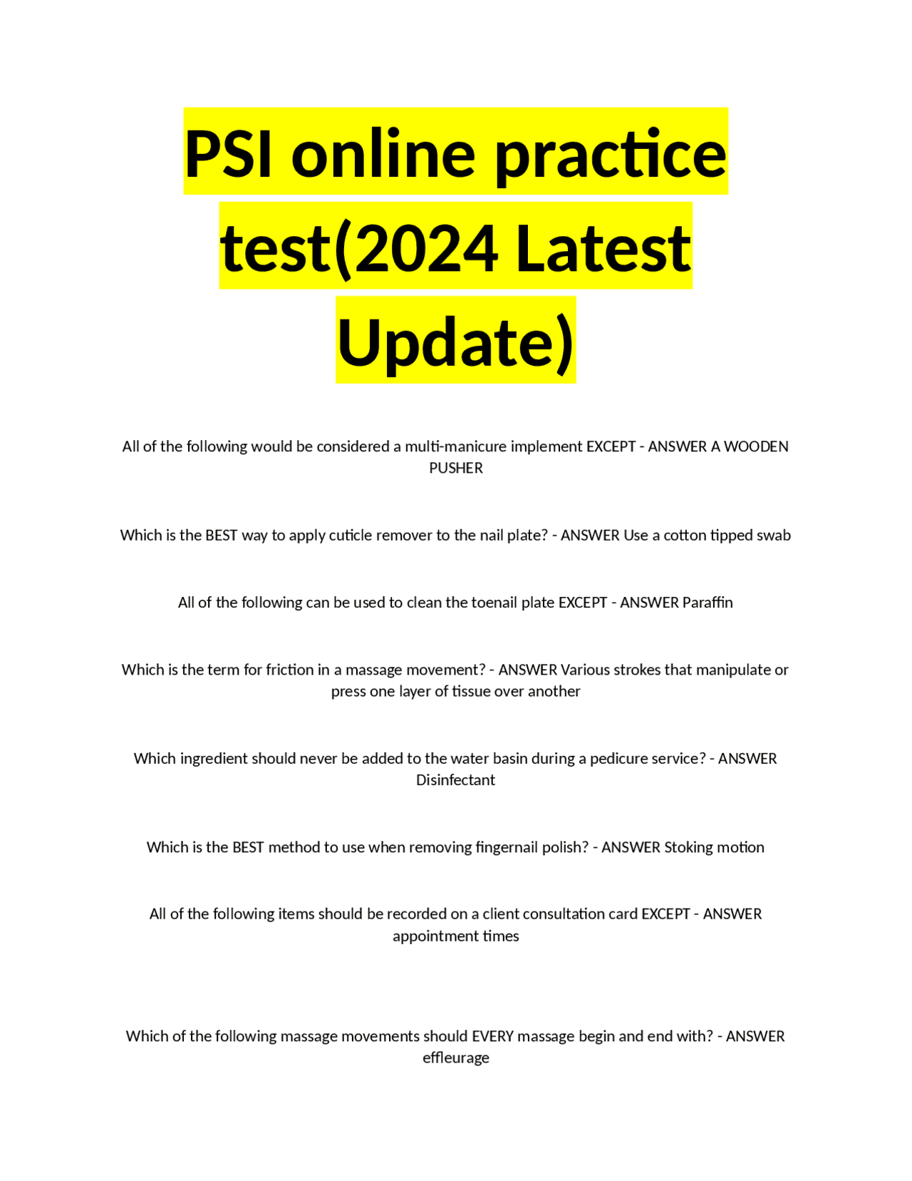 PSI Online Practice Test (2024 Latest Update) | Exams Electrical ...