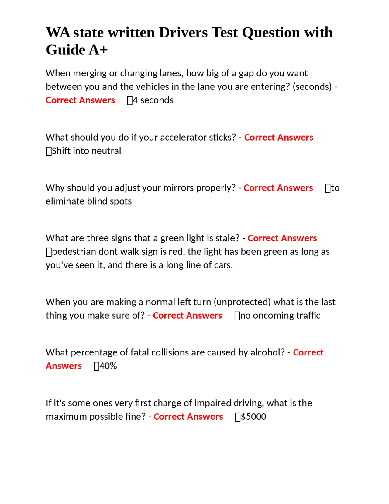 Washington State Driver's License Written Test Guide | Exams Nursing ...
