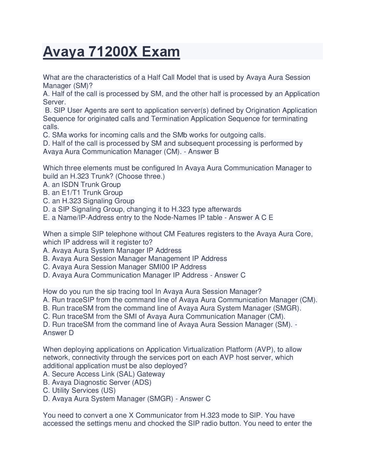 Avaya Aura Session Manager Configuration and Troubleshooting | Exams ...