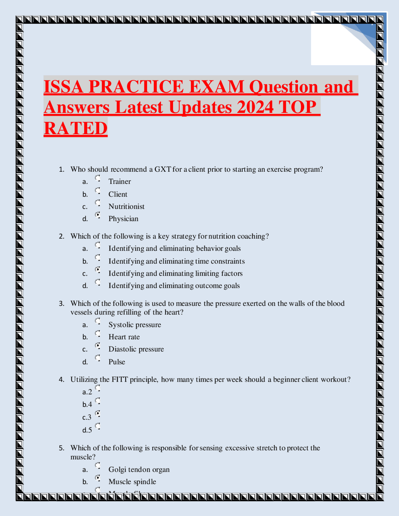 ISSA PRACTICE EXAM Question and Answers Latest Updates 2024 TOP RATED ...