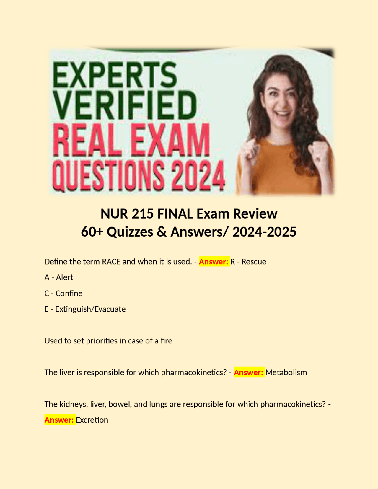 NUR 215 FINAL Exam Review 60+ Quizzes & Answers/ 2024-2025 | Exams ...