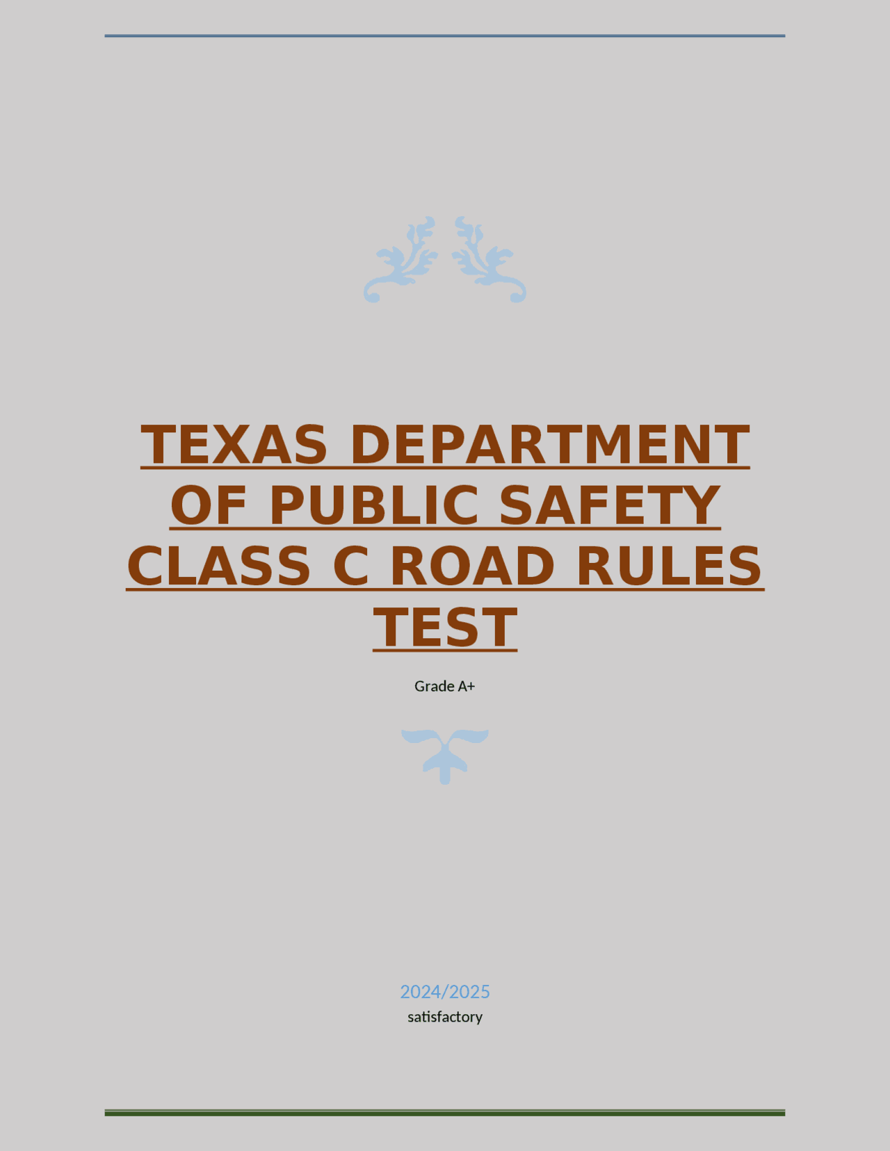Texas Department of Public Safety Class C Road Rules Test | Exams ...