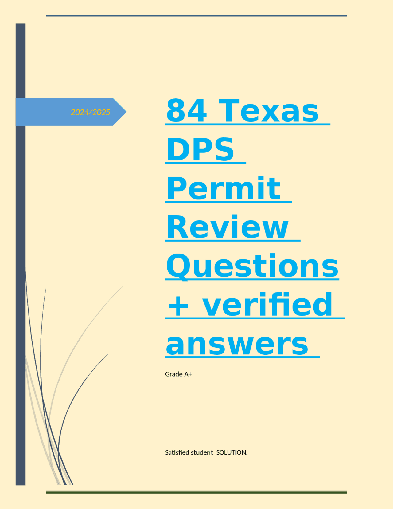 Texas DPS Permit Review Questions and Answers | Exams Nursing | Docsity
