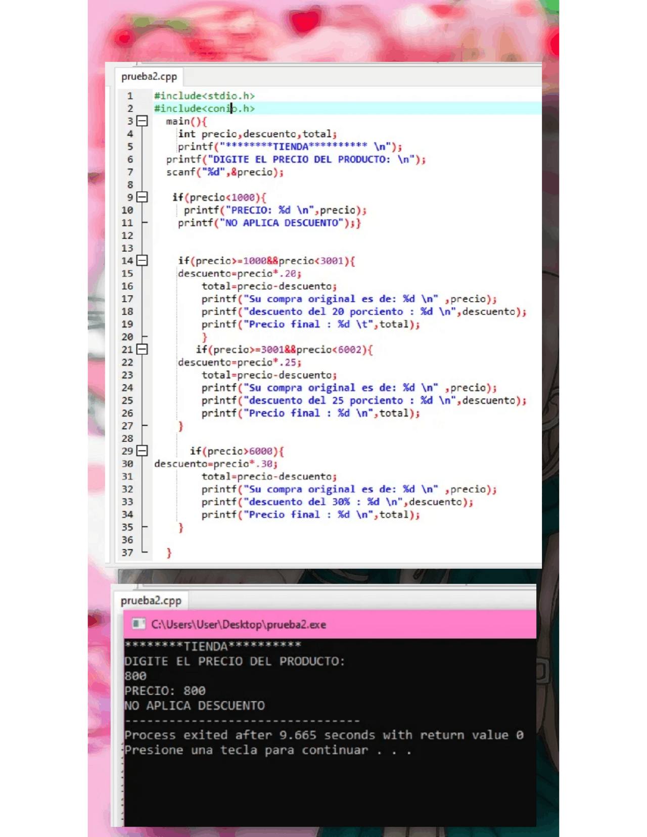 Ejercicio de descuento en Lenguaje C | Diapositivas de Lenguajes de Programación | Docsity