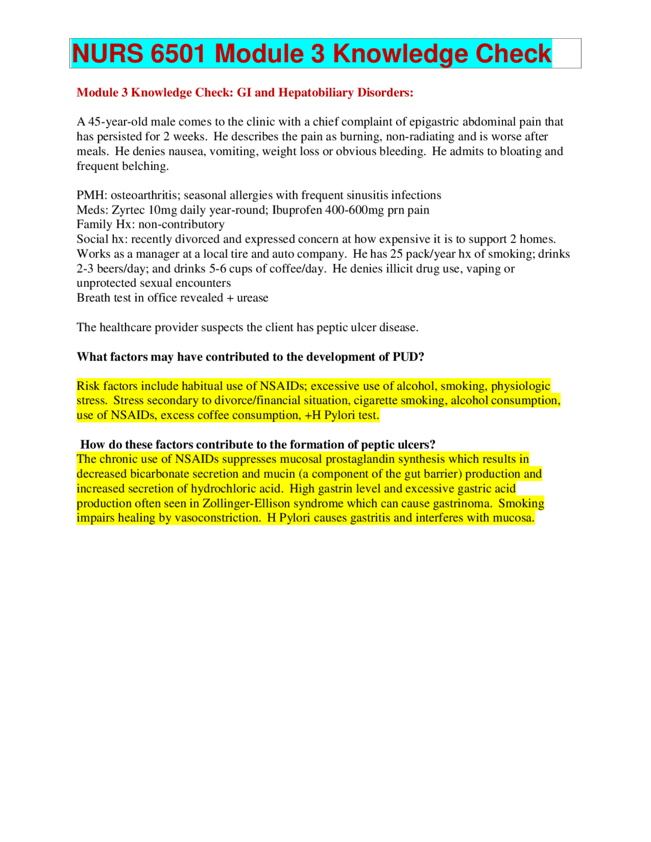 NURS 6501 Module 3 Knowledge Check | Exams Nursing | Docsity