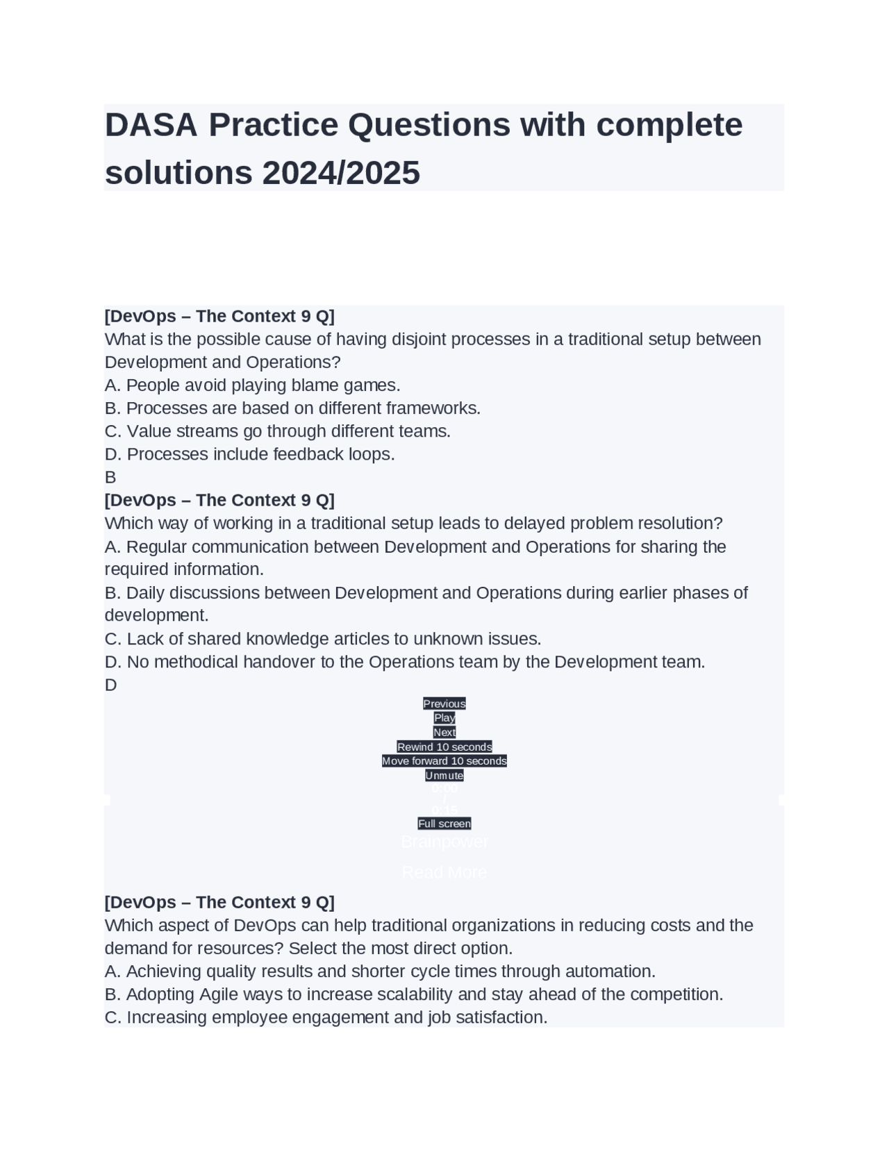 DASA Practice Questions with complete solutions 2024_2025.docx | Exams ...