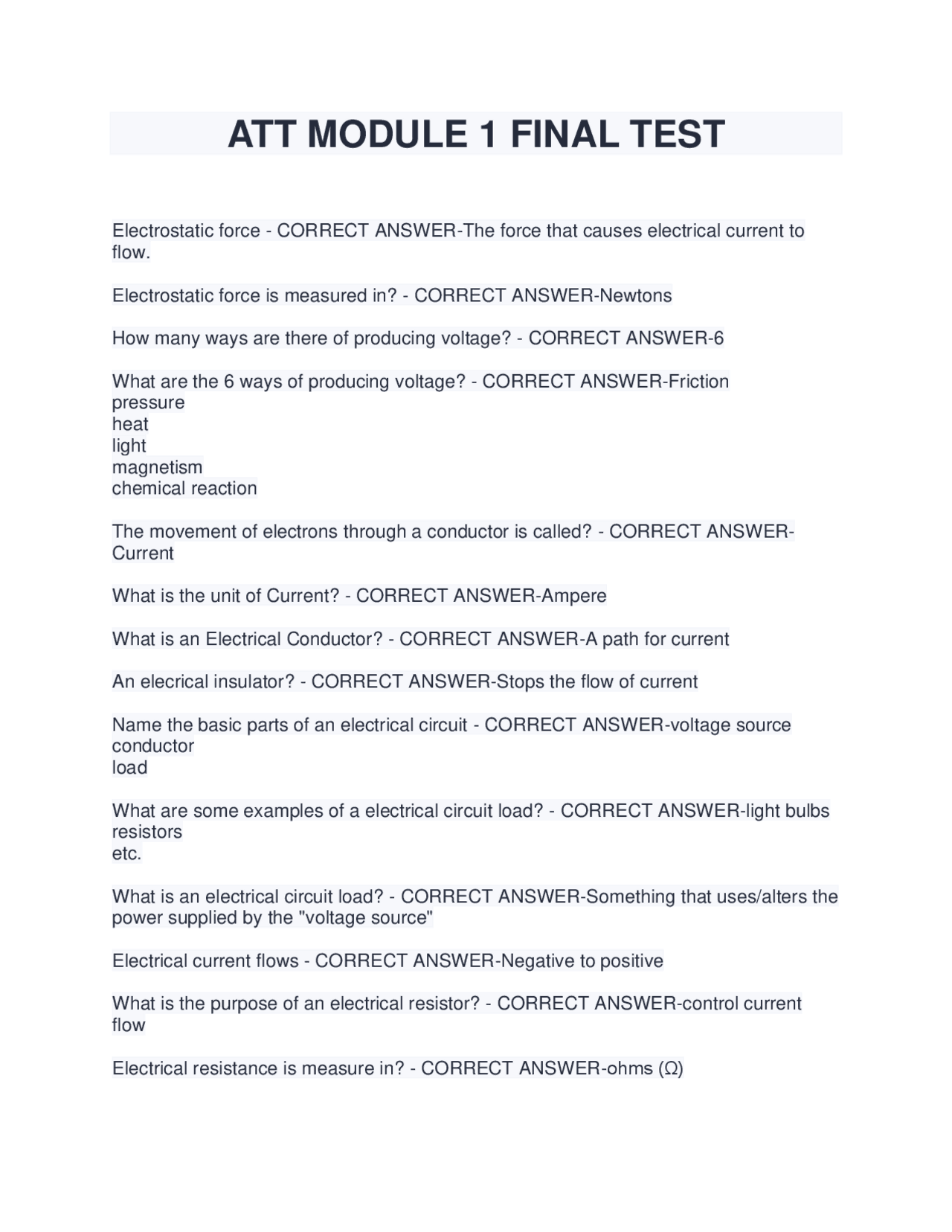 Fundamentals of Electrical Circuits and Components | Exams Advanced Education | Docsity