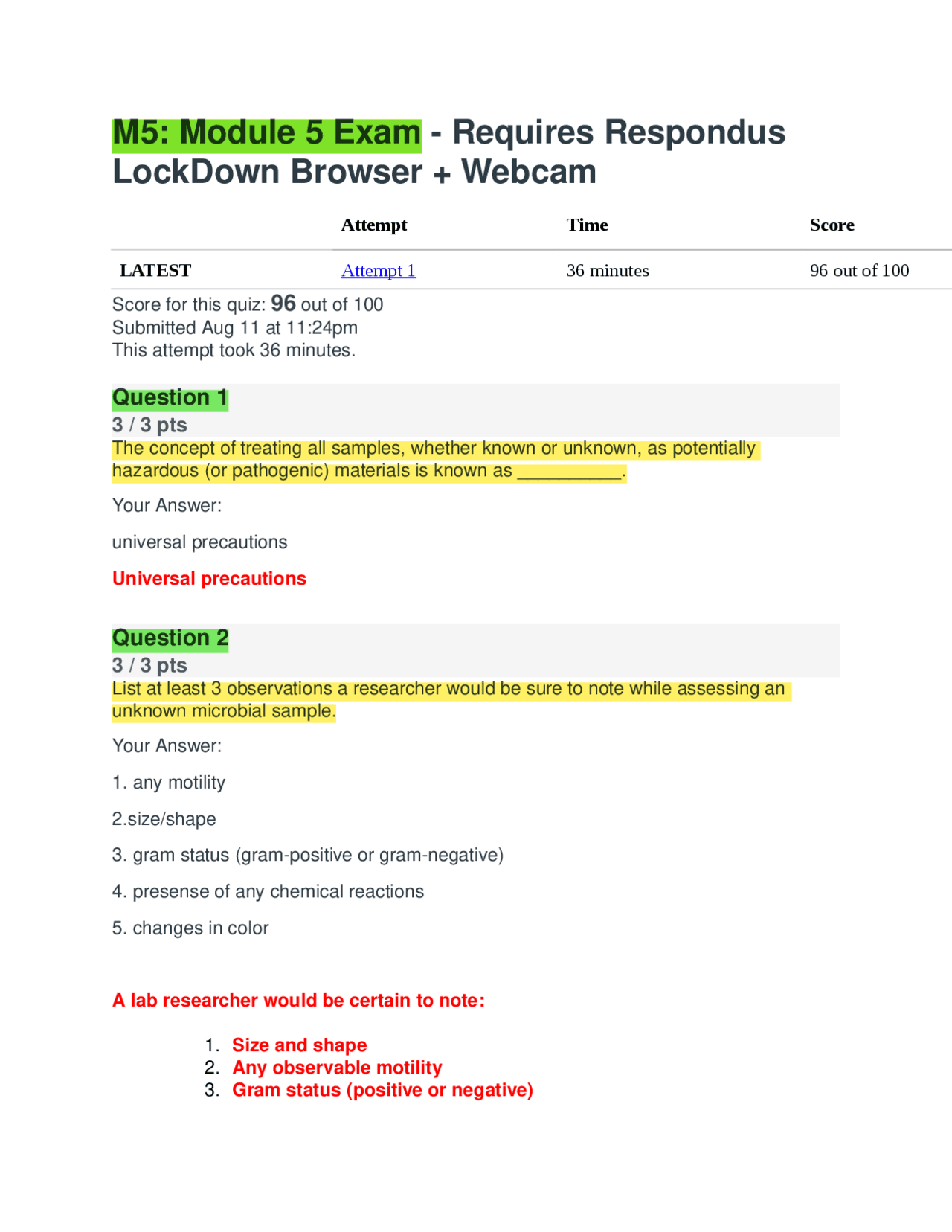 Module 5 Exam - Requires Respondus LockDown Browser + Webcam | Exams ...